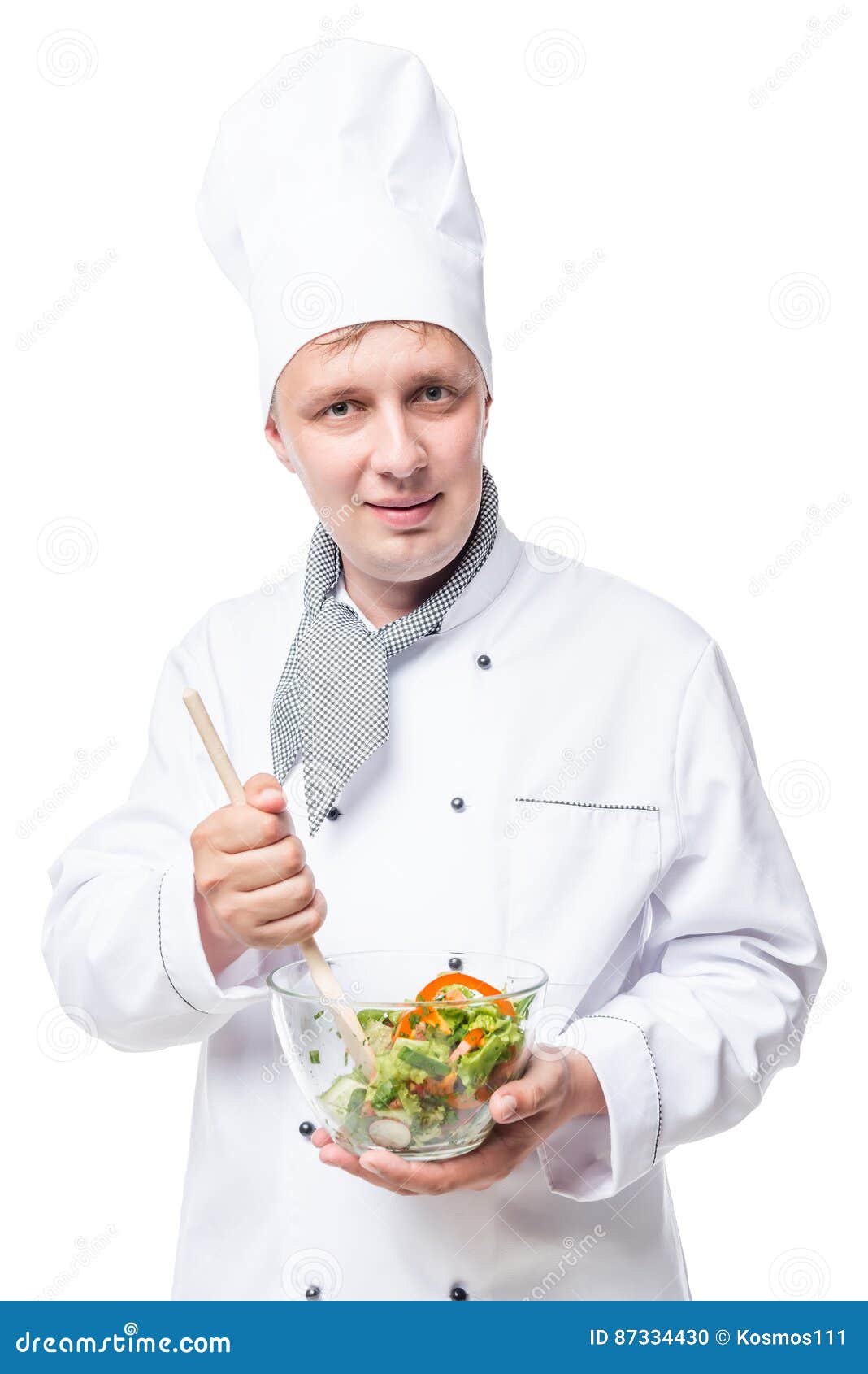 Professional Chef Mixing Vegetable Salad Bowl White Stock Photos - Free ...