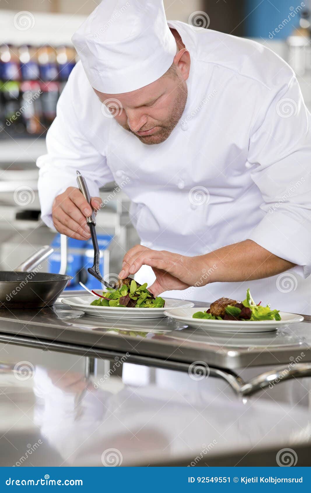 Professional Chef Prepare Steak Dish at Restaurant Stock Image - Image ...