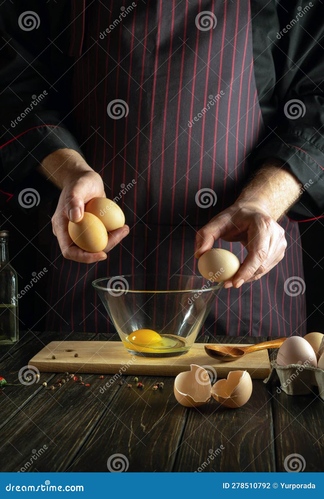 Professional Chef Prepares an Egg Omelette for Breakfast. Working ...