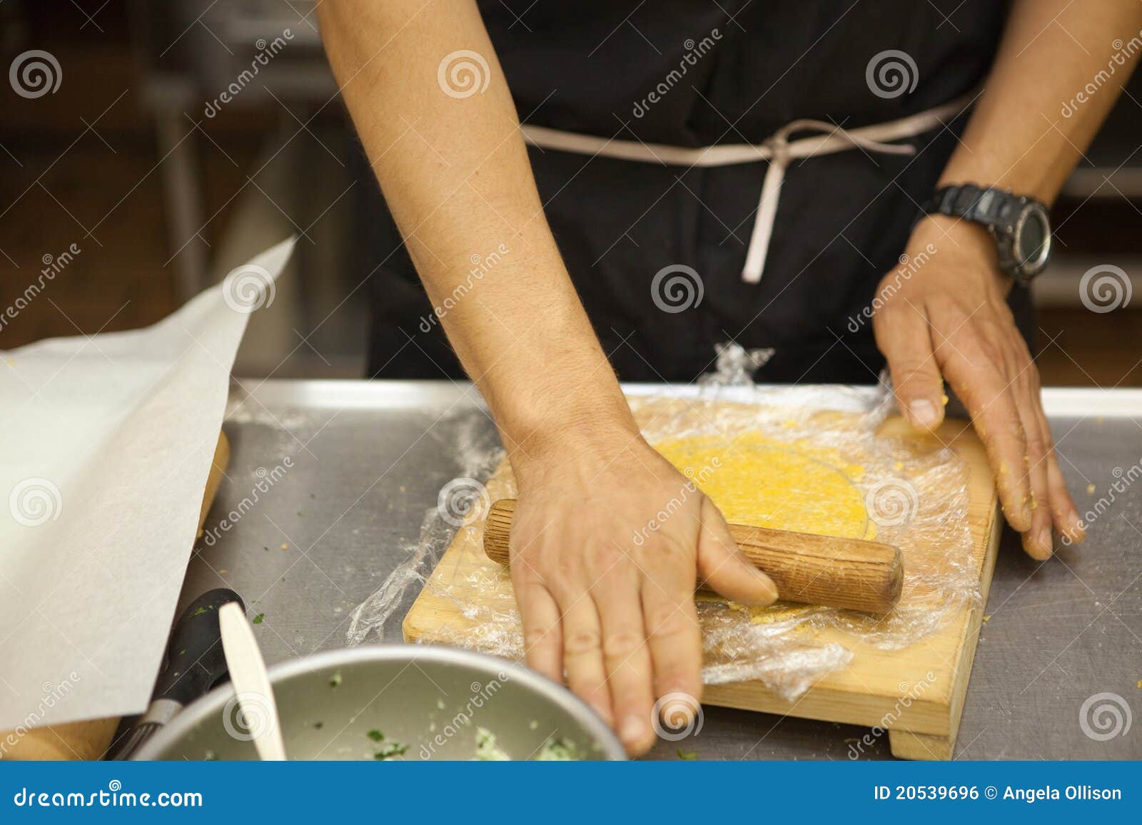 Professional Chef Rolling Out Dough Stock Photo - Image of chef ...