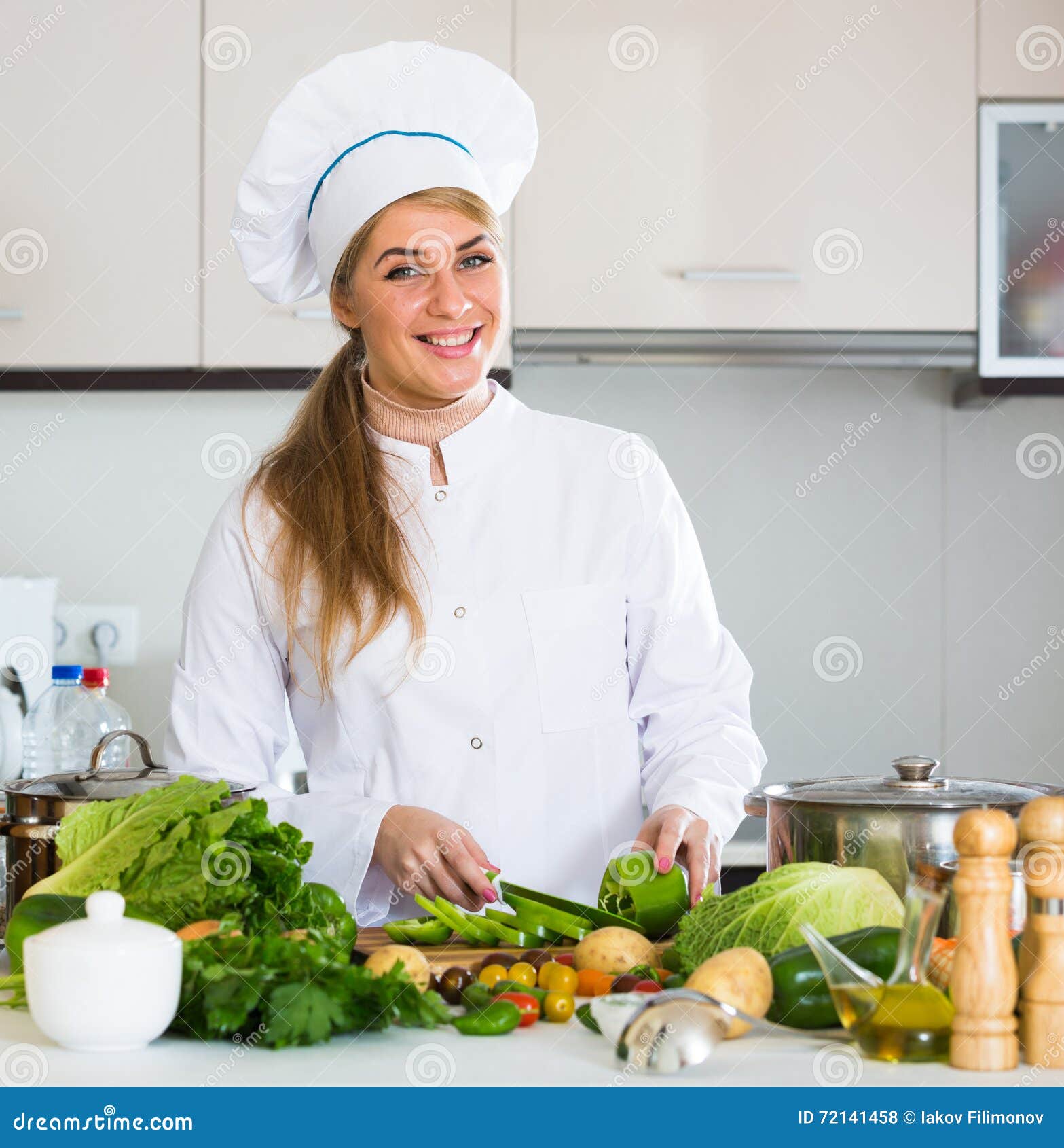 Professional Chef with Vegetables at Kitchen Table Stock Photo - Image ...
