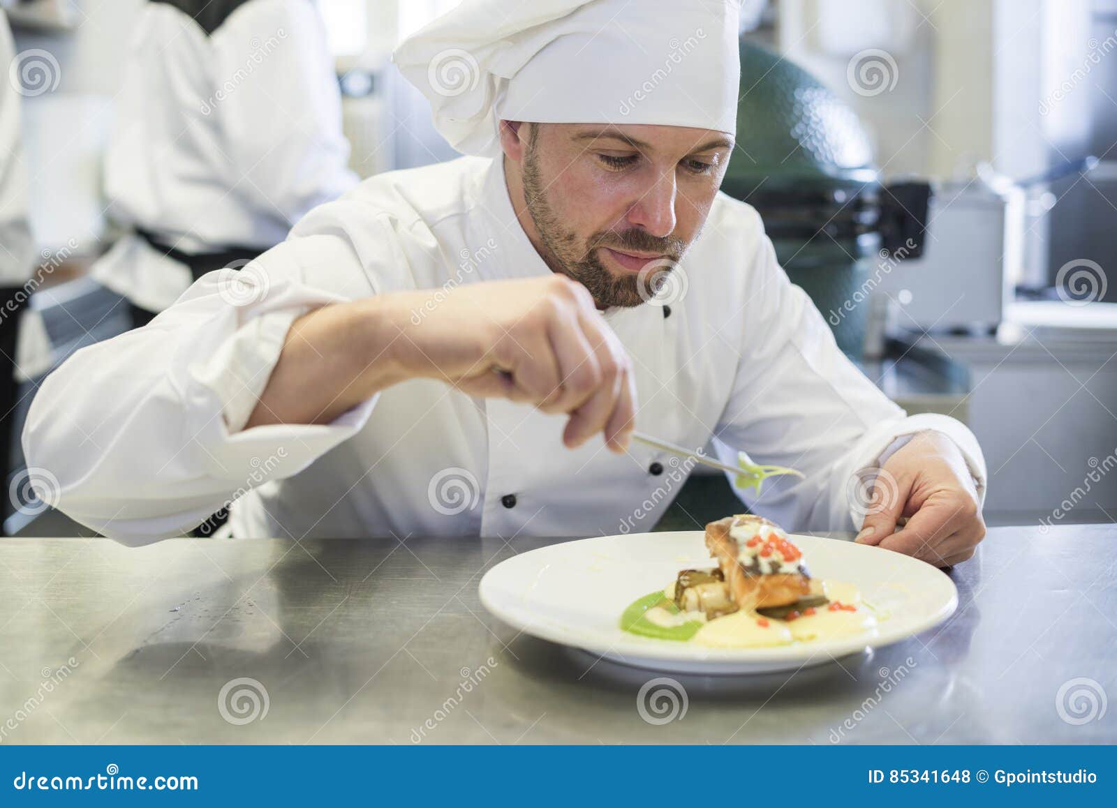 Professional chef at work stock photo. Image of dinner - 85341648