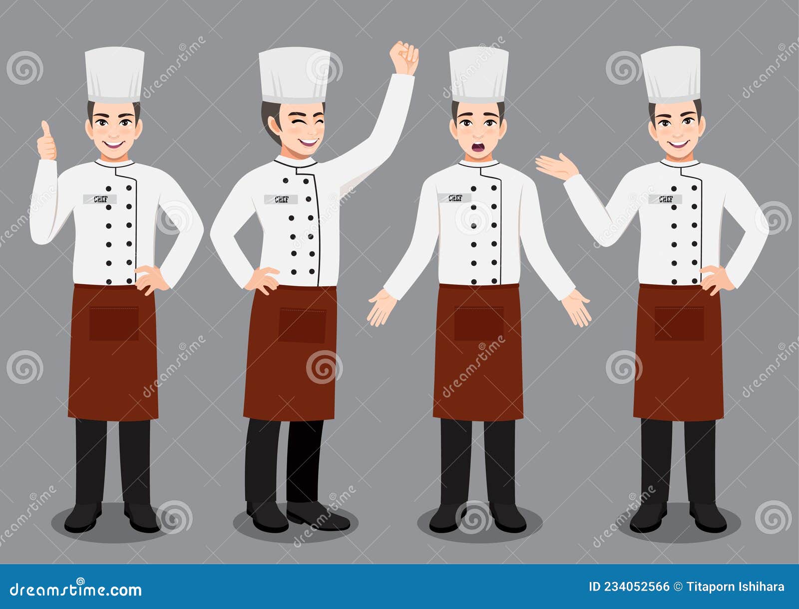 Man Chef Working Character Vector Design, with Different Poses Vector ...