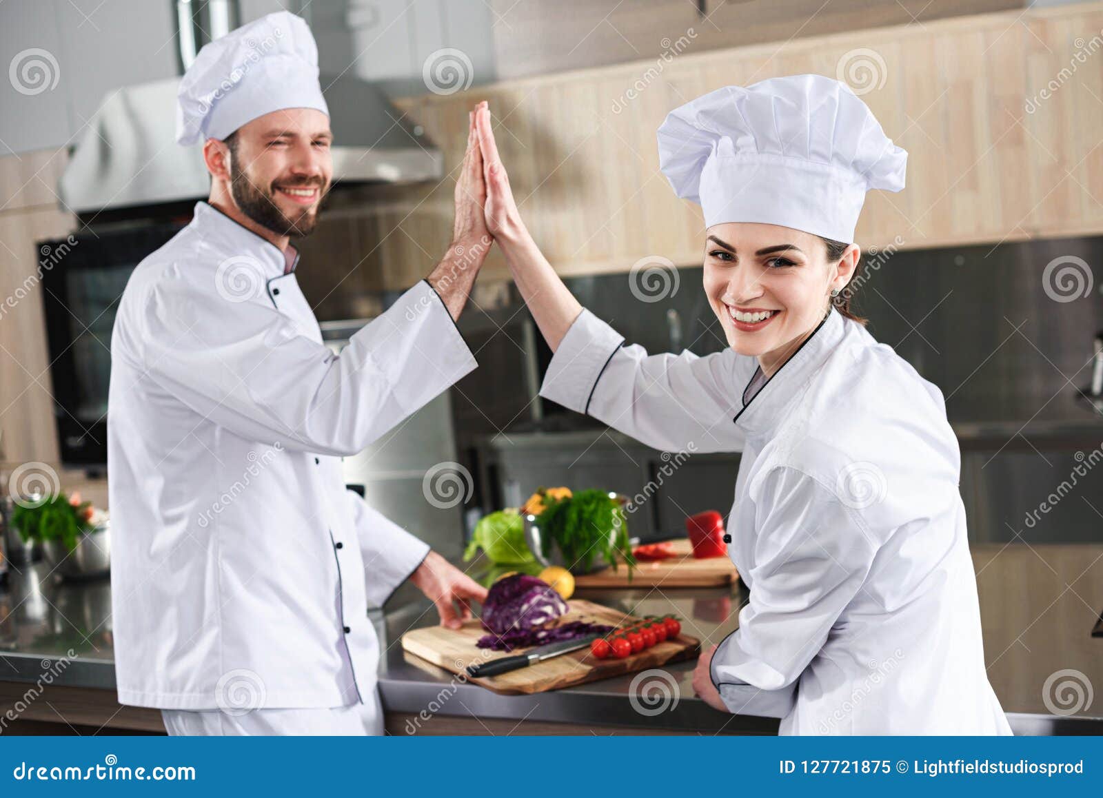 Professional Chefs Giving High Five Stock Image - Image of ...