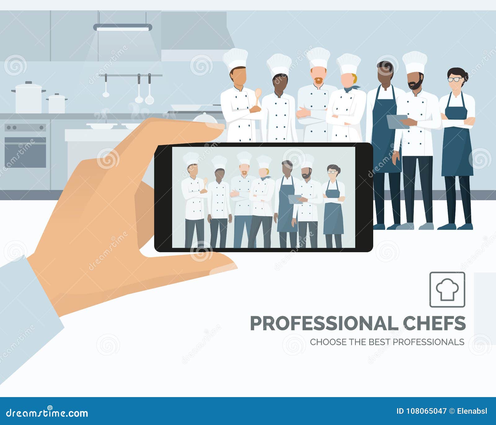 Professional Chefs Posing in the Restaurant Kitchen Stock Vector ...