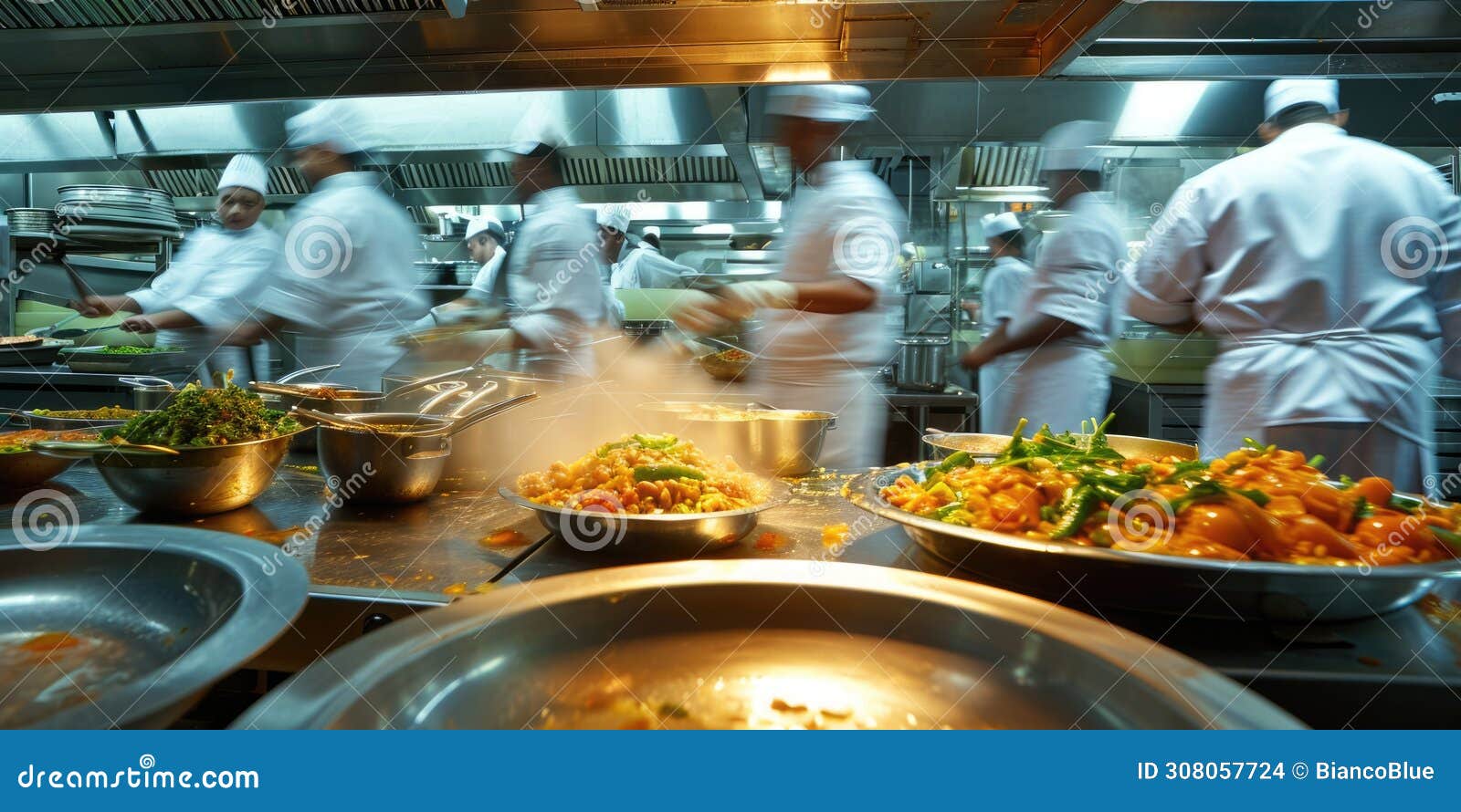 Professional Chefs Working in a Busy Restaurant Kitchen. Resplendent ...