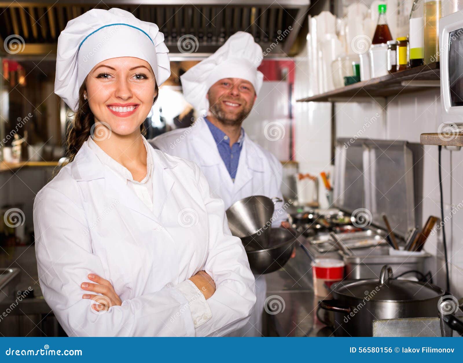 Professional Chefs Working at Take-away Stock Photo - Image of cooking ...