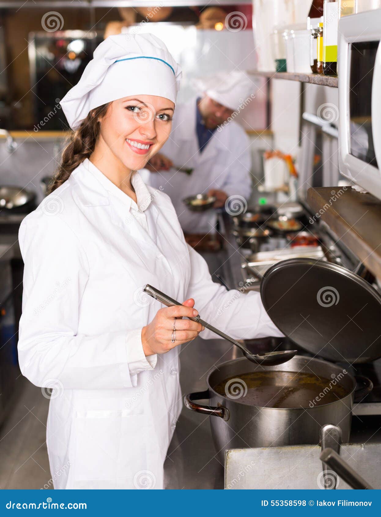 Professional Chefs Working at Take-away Stock Photo - Image of ...