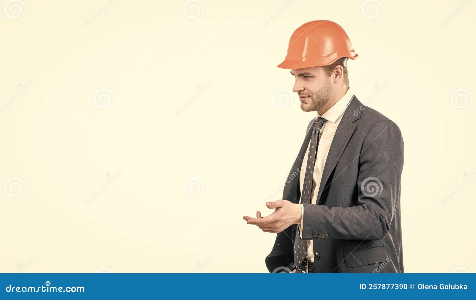 Professional Civil Engineer in Hardhat and Suit Gesticulating ...
