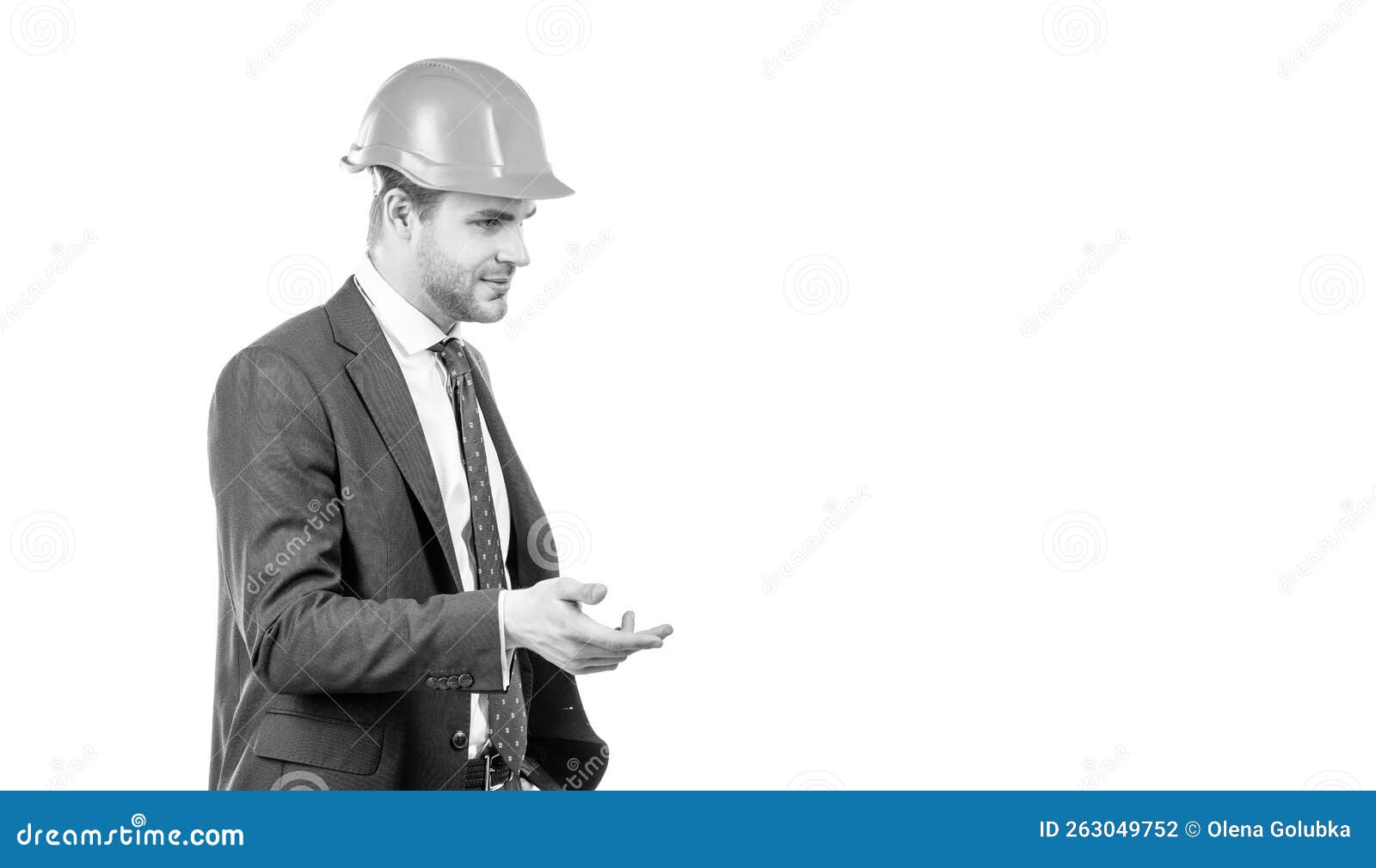 Professional Civil Engineer in Hardhat and Suit Gesticulating ...