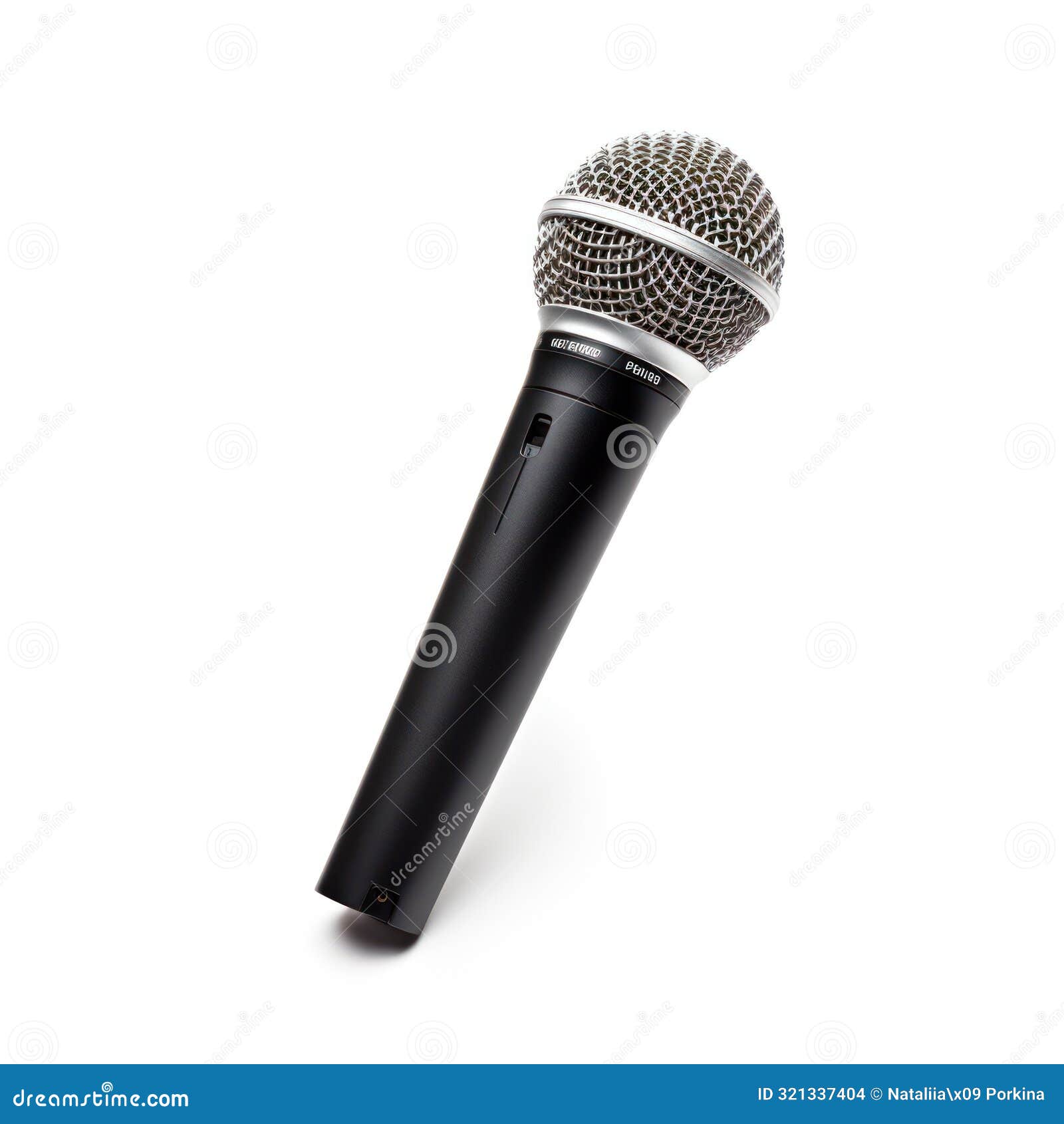 Professional Classic Black Microphone With Metal Mesh Head On Isolated ...