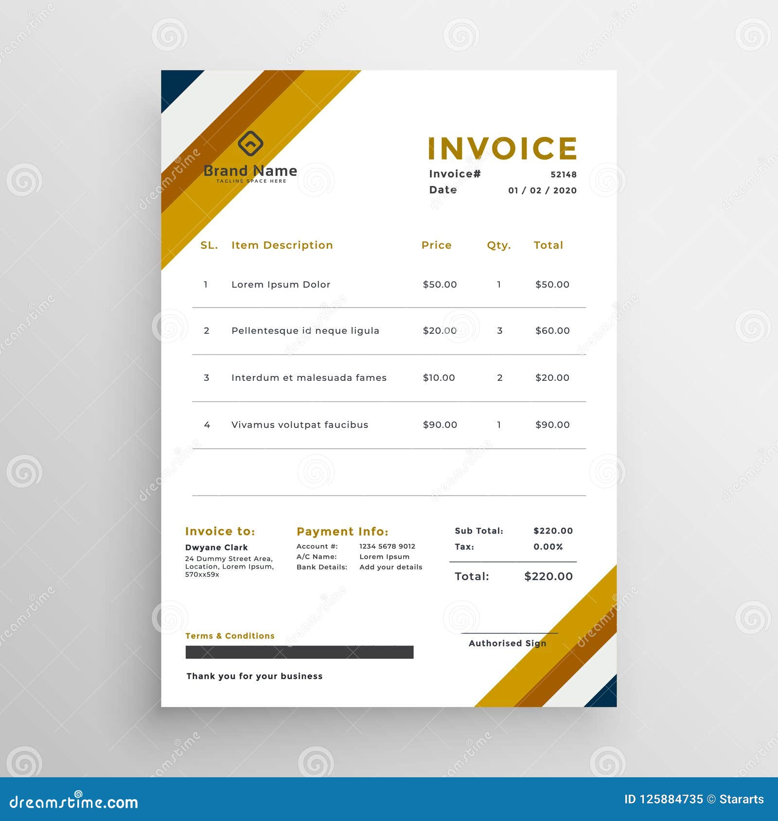 Professional Clean Invoice Template Design Stock Vector - Illustration ...
