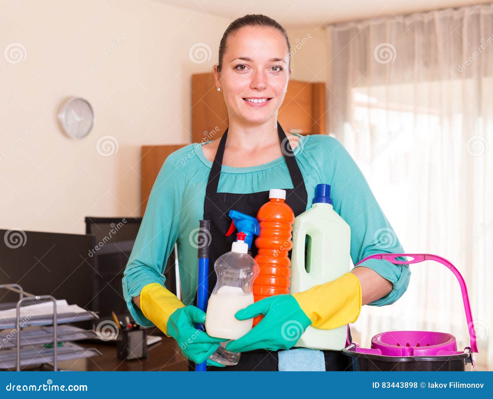 Professional Cleaner Cleaning the Home Stock Photo - Image of office ...
