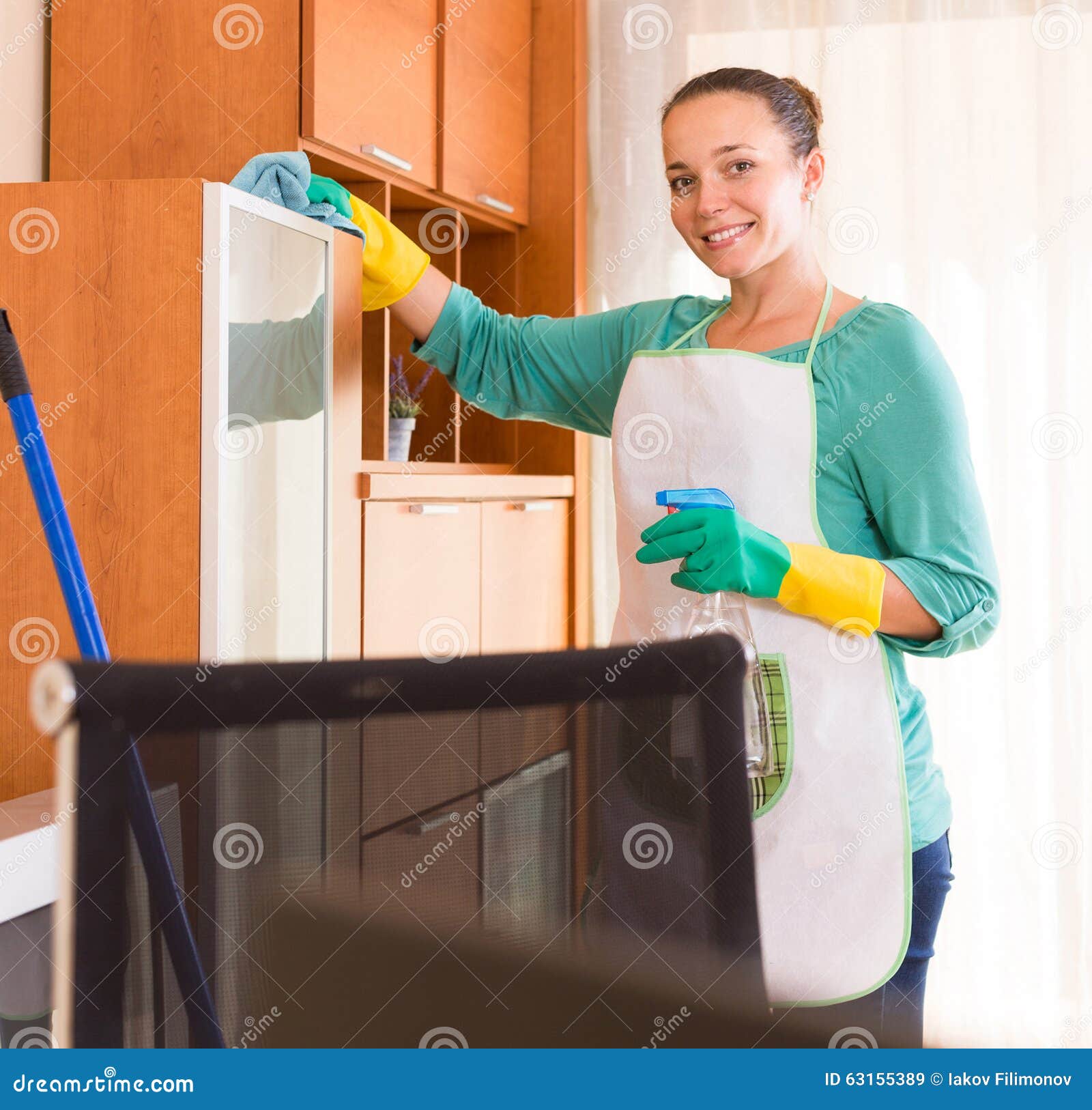 Professional Cleaner Cleaning the Office Stock Image - Image of ...