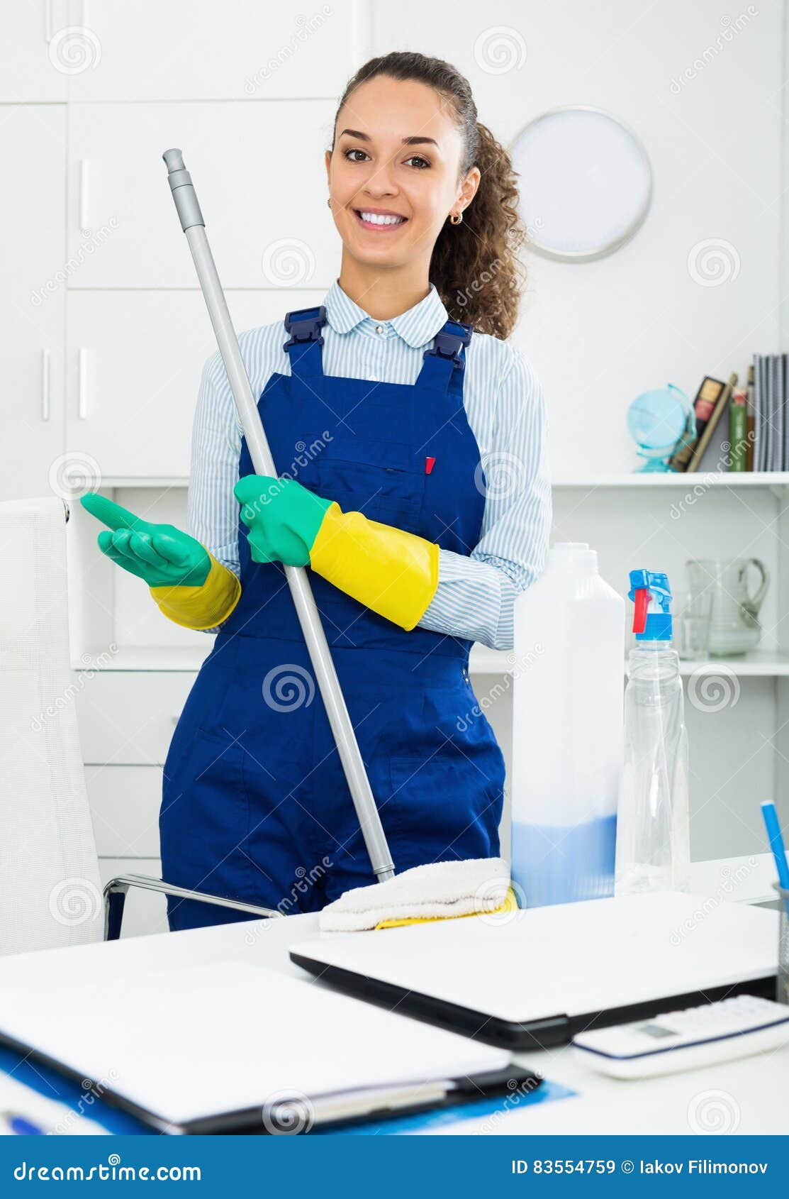 Professional Cleaner Doing Clean-up in Modern Office Stock Image ...