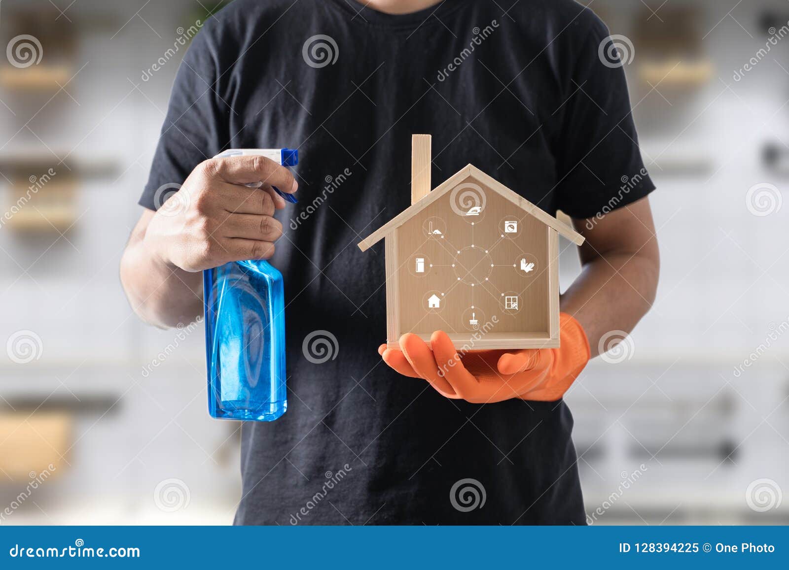 Professional Cleaner Shows Shows the Cleaning Logo Stock Image - Image ...