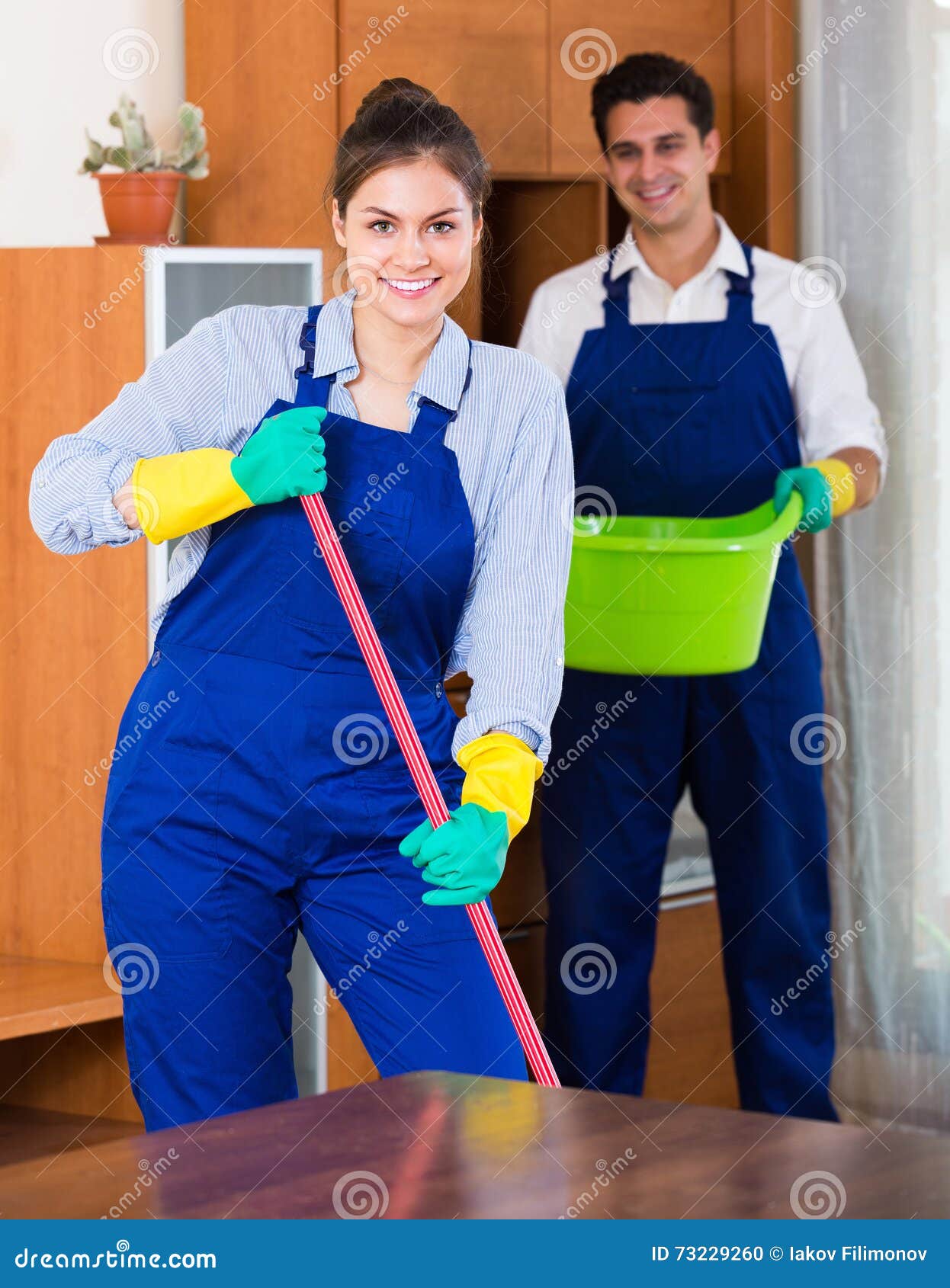 Professional Cleaners at the Work Stock Photo - Image of positive ...