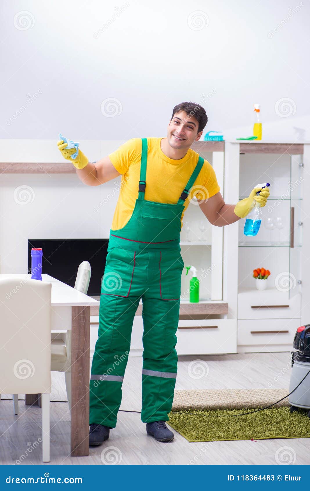 The Professional Cleaning Contractor Working at Home Stock Image ...