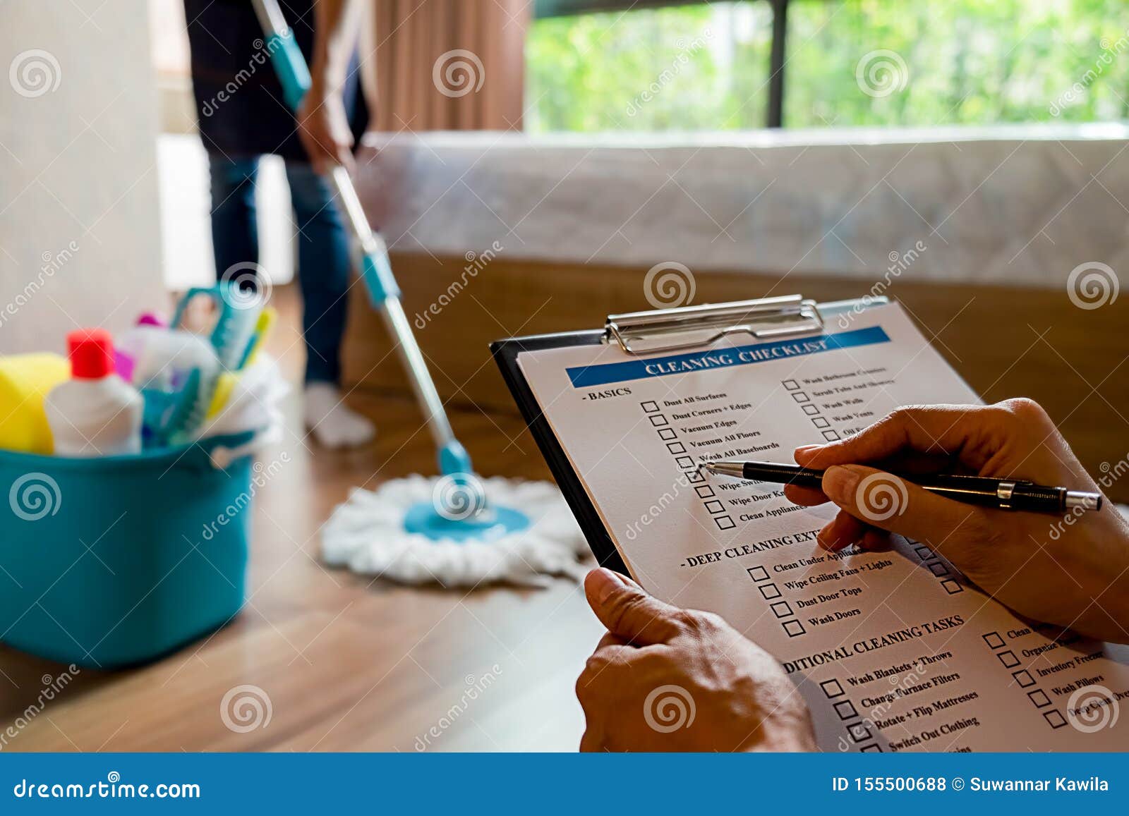 Professional Cleaning Service Team Working with Cleaning Equipment in ...