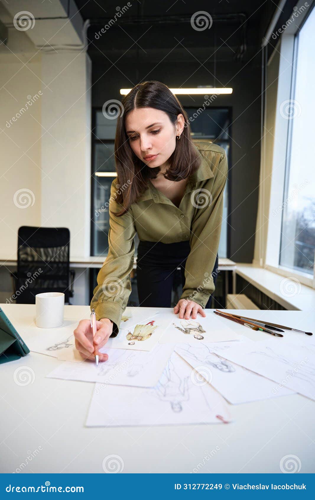Professional Clothing Designer Drawing Sketches Stock Image - Image of ...