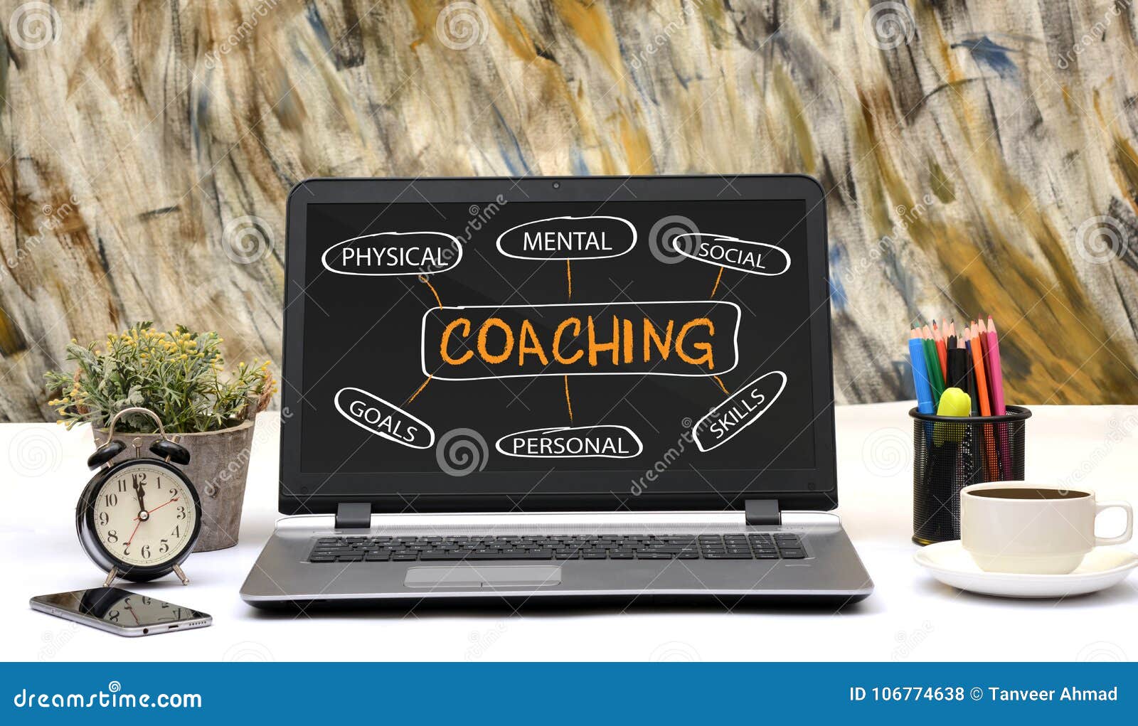 Professional Coaching Concept Chart on Laptop Screen Stock Photo ...