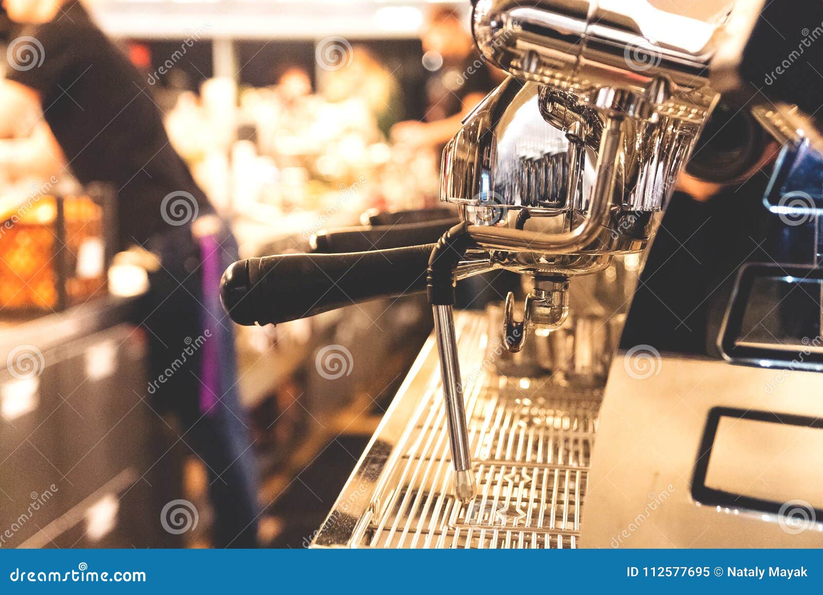 Professional Coffee Machine in a Bar Close Up Stock Image - Image of ...