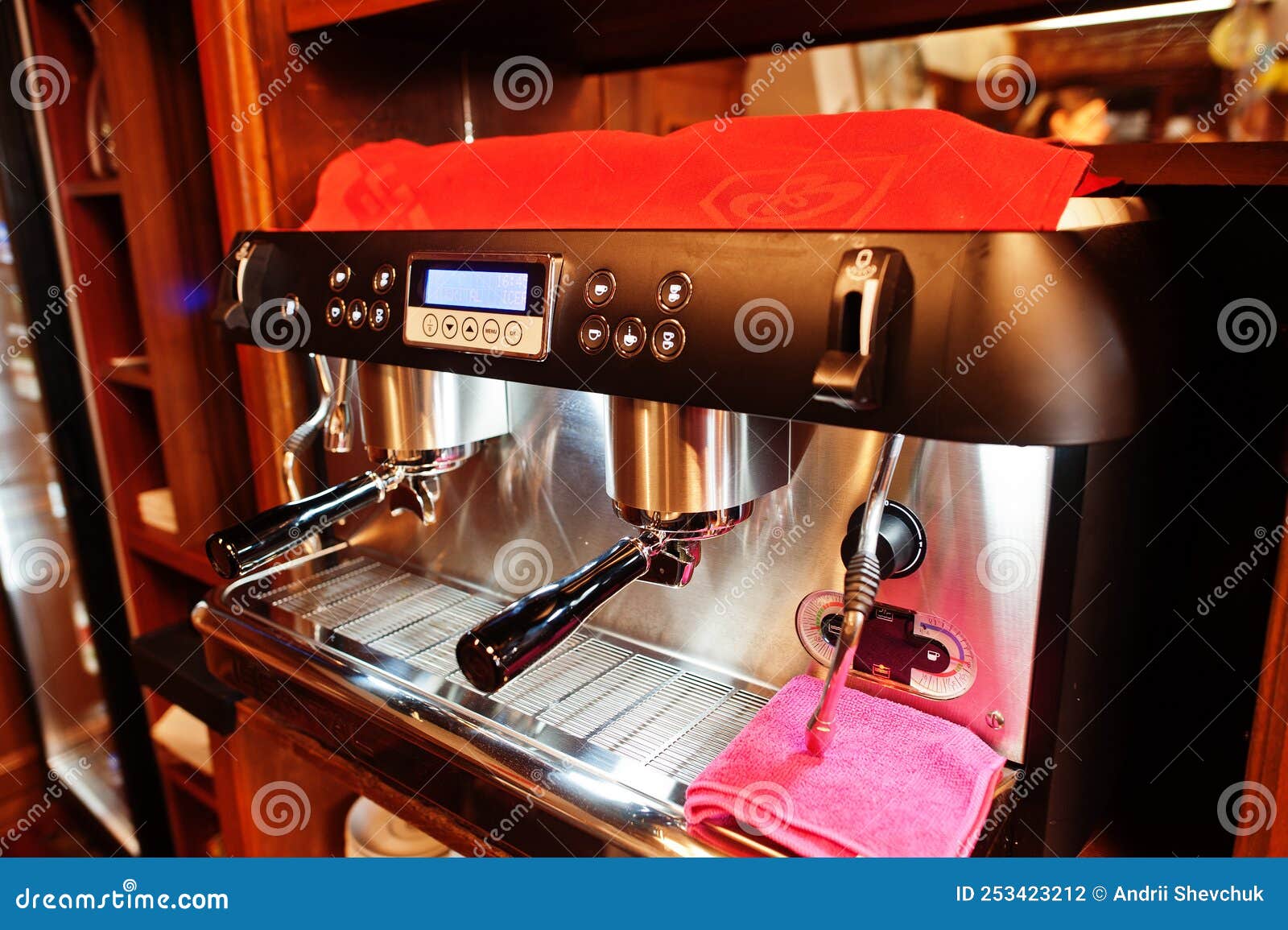 Professional Coffee Machine at Bar Counter Stock Photo - Image of ...