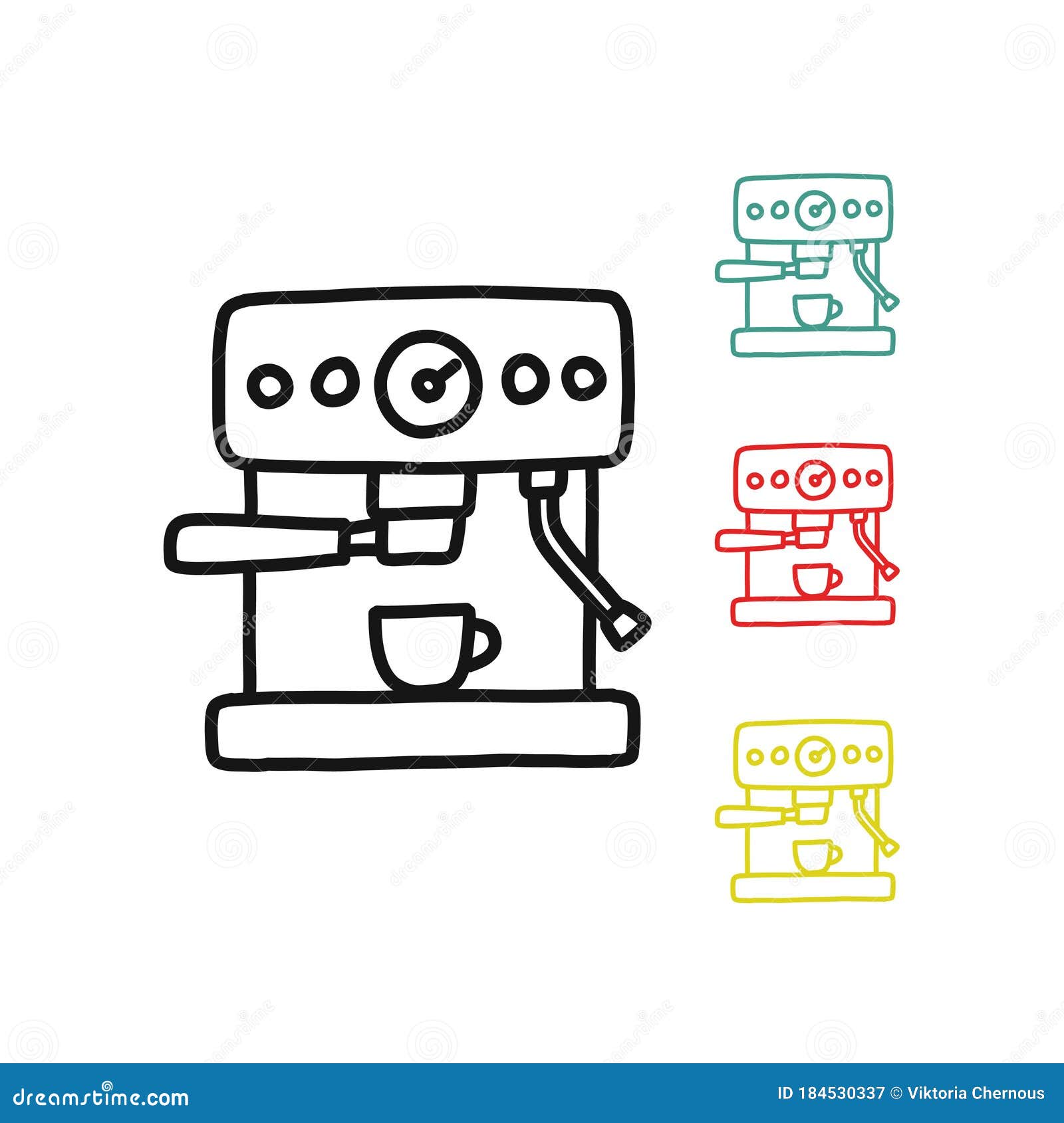 Professional Coffee Machine Doodle Icon, Vector Illustration Stock ...