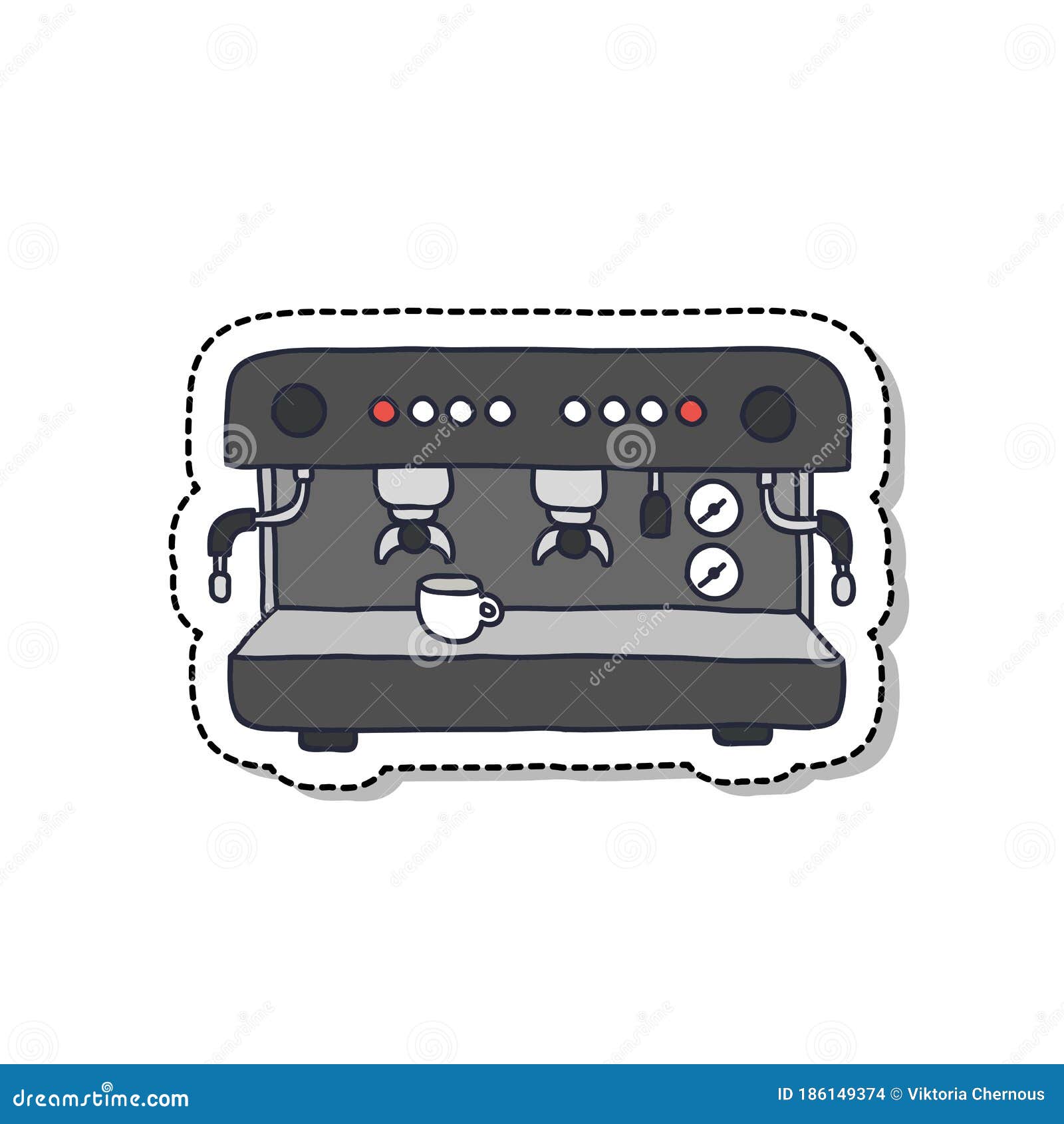 Professional Coffee Machine Doodle Icon, Vector Sticker Illustration ...