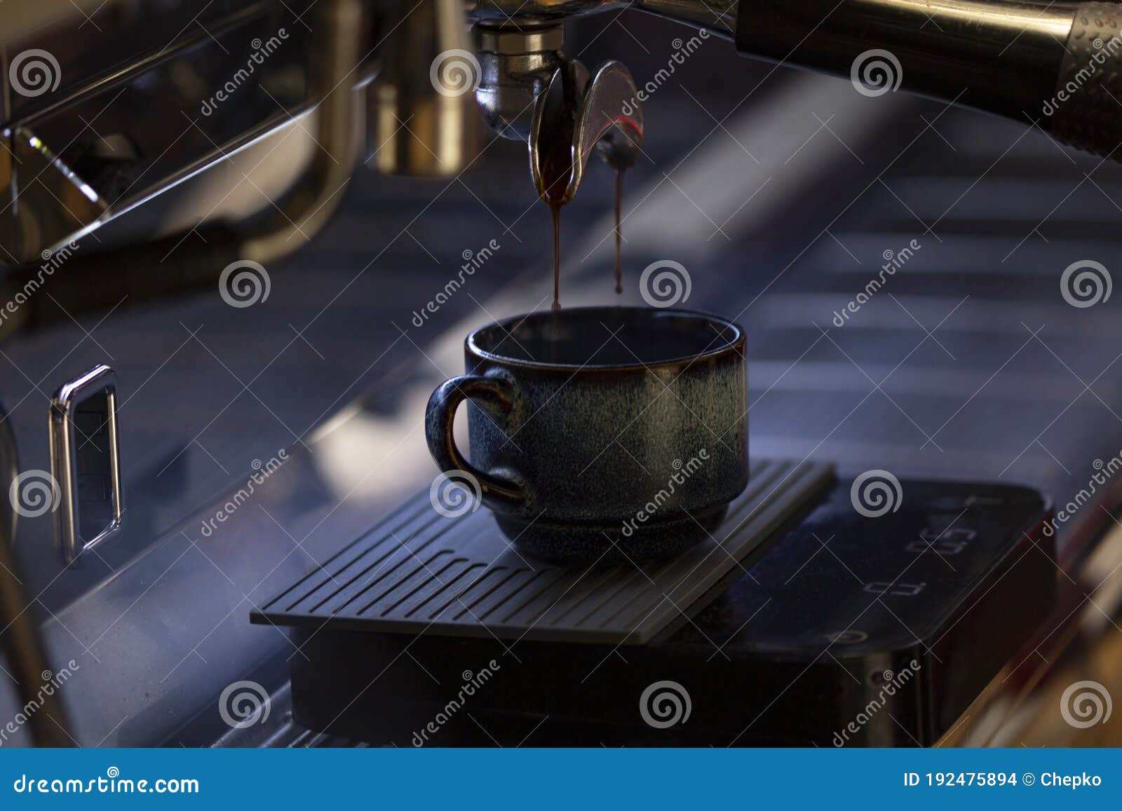 Professional Coffee Machine Makes Espresso Stock Photo - Image of maker ...
