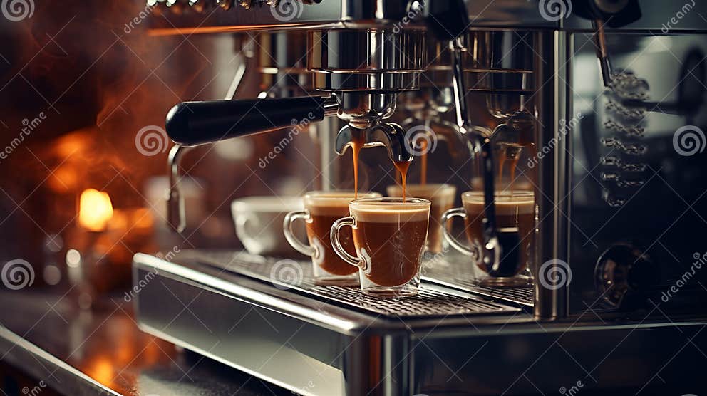 Professional Coffee Machine Making Coffee Stock Illustration ...