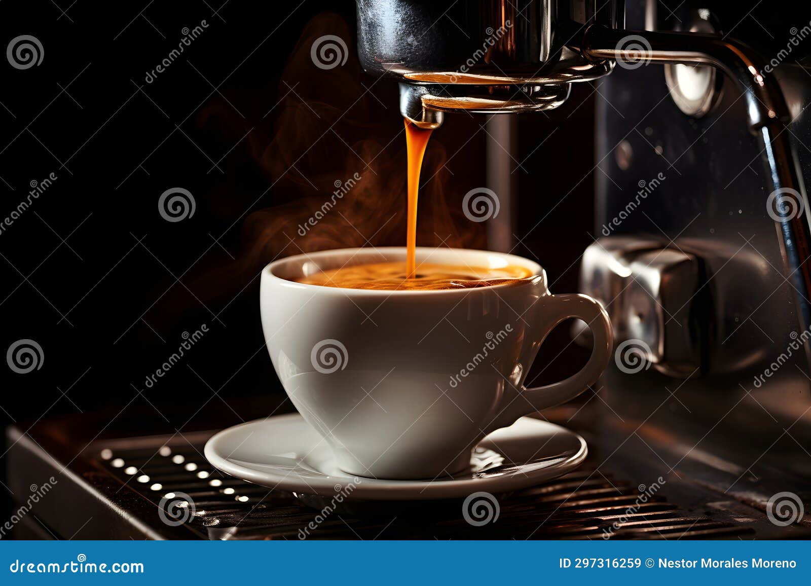 Professional Coffee Machine Pouring Coffee into a Cup Stock Image ...