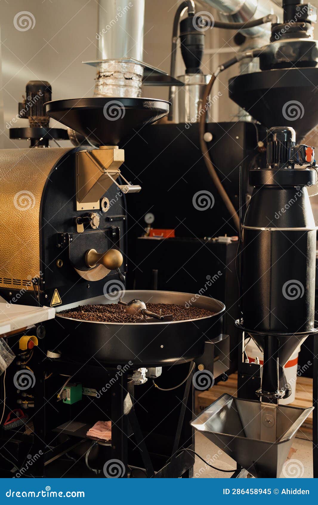 Professional Coffee Roasting Machine in Process Stock Image - Image of ...