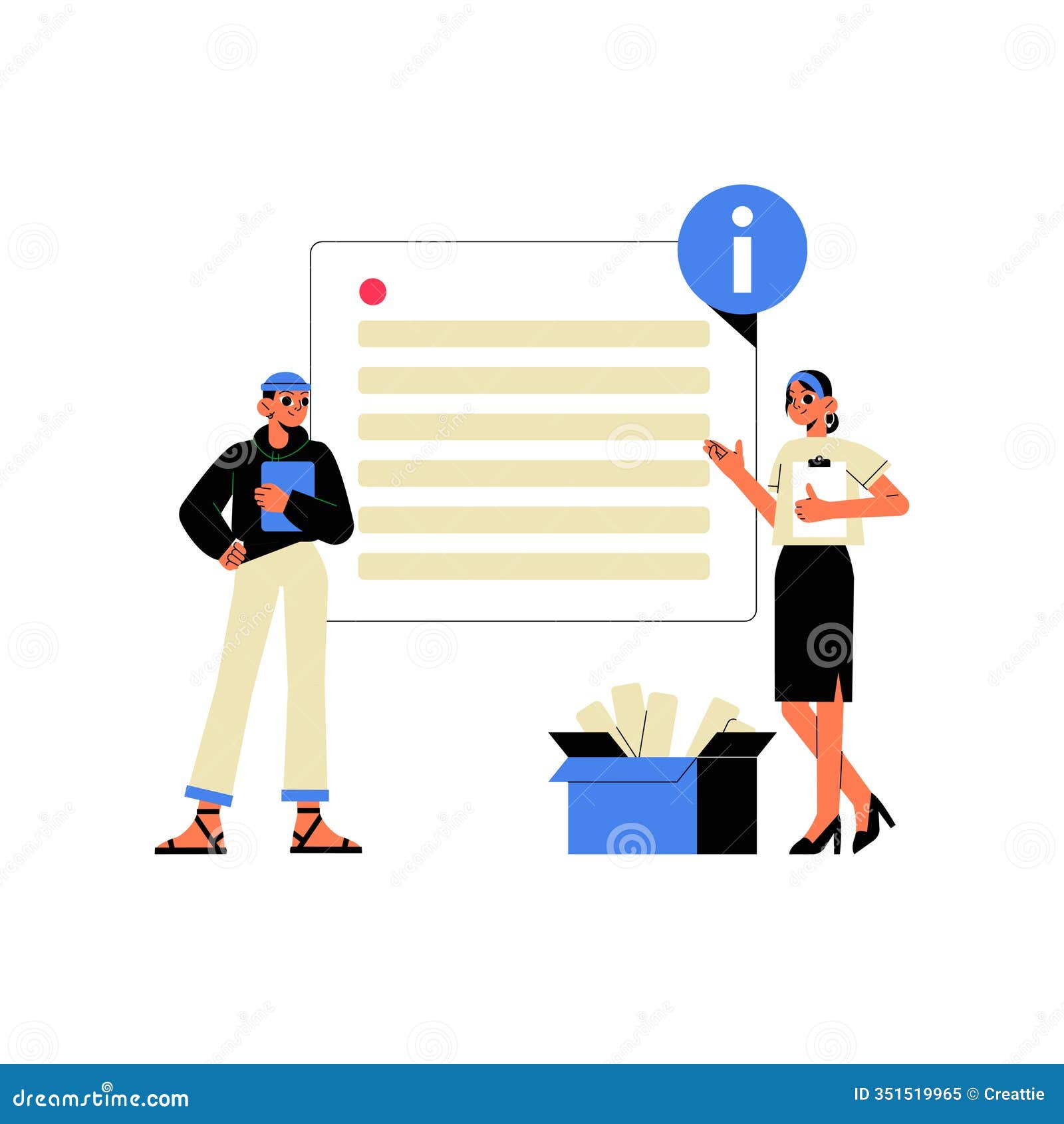 Professional Collaboration and Presentation in Flat Vector Illustration ...