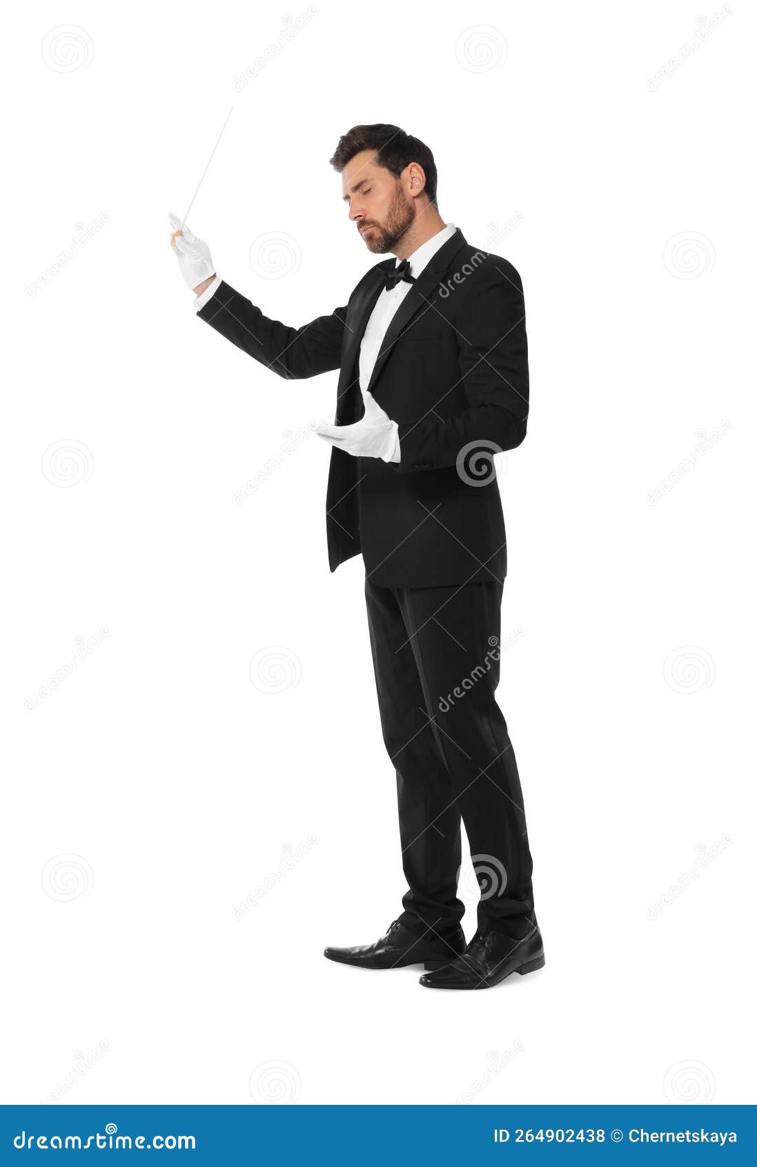 Professional Conductor with Baton on White Background Stock Photo ...