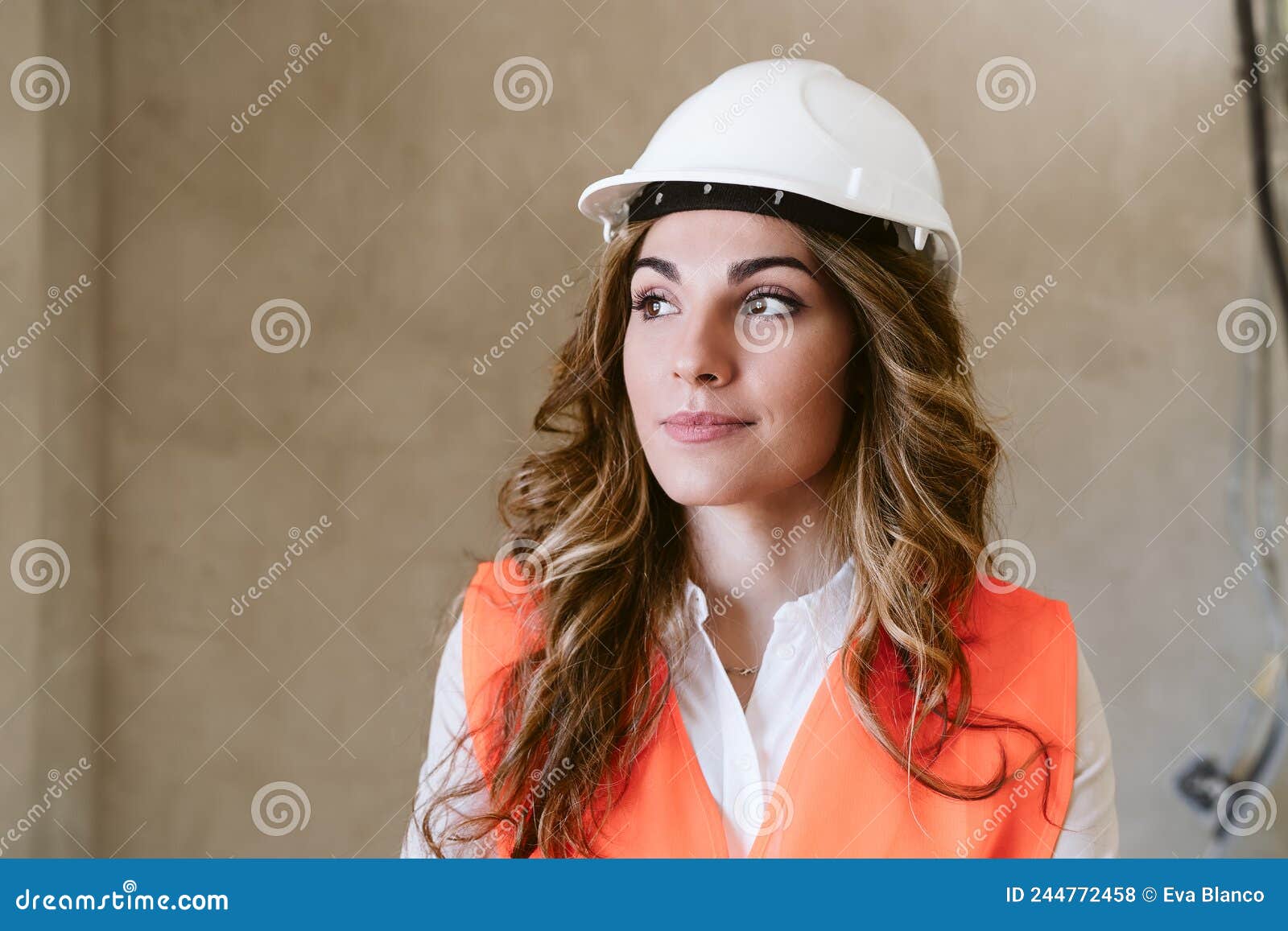 Professional Confident Architect Woman in Construction Site. Home ... Professional Confident Architect Woman in Construction Site. Home ...