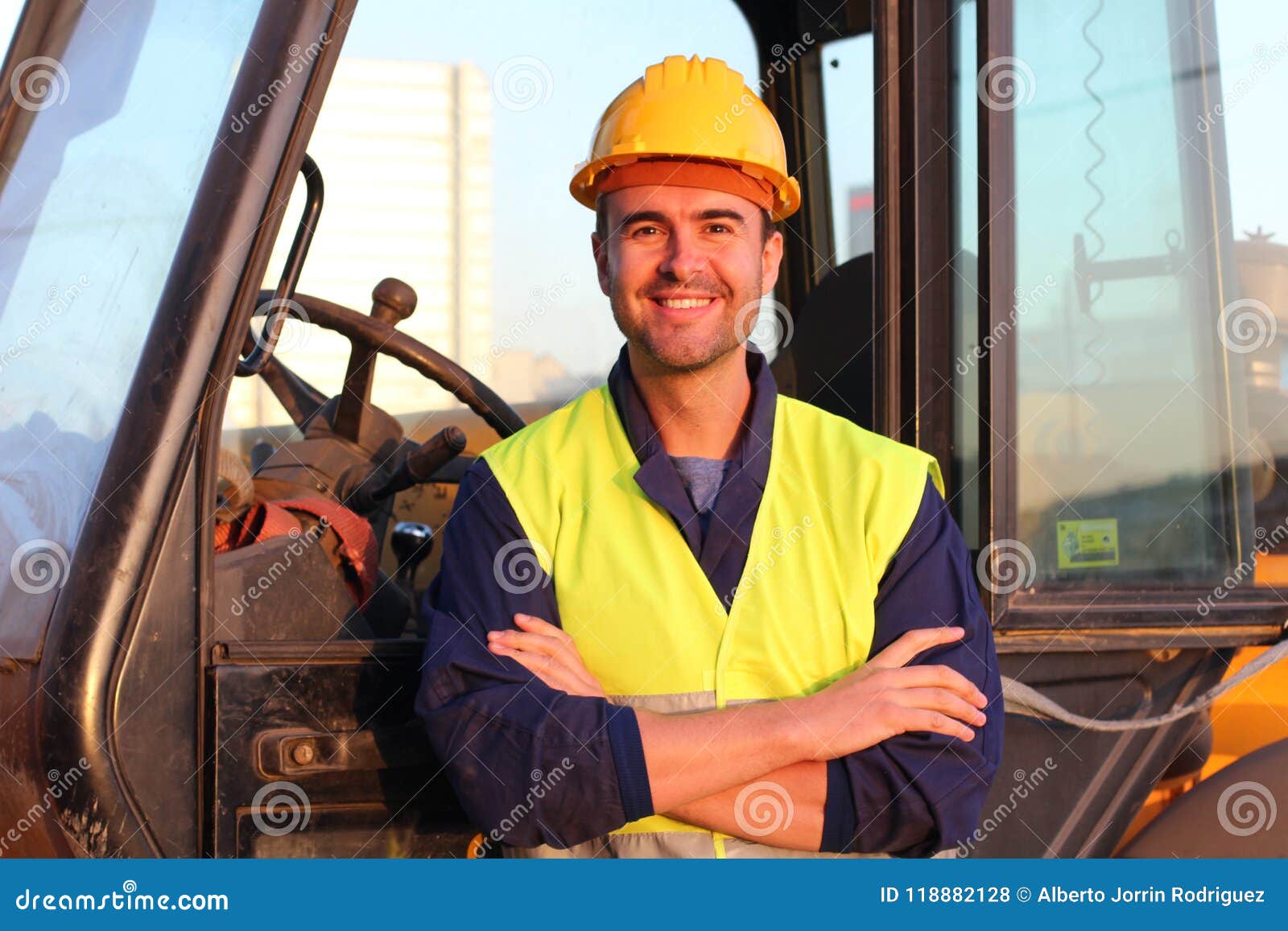 Professional Construction Industry Driver Close Up Stock Photo - Image ...