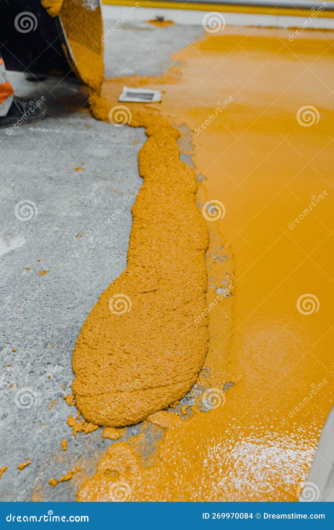 Professional Construction Worker Applying Floor Paint or a New Layer ...