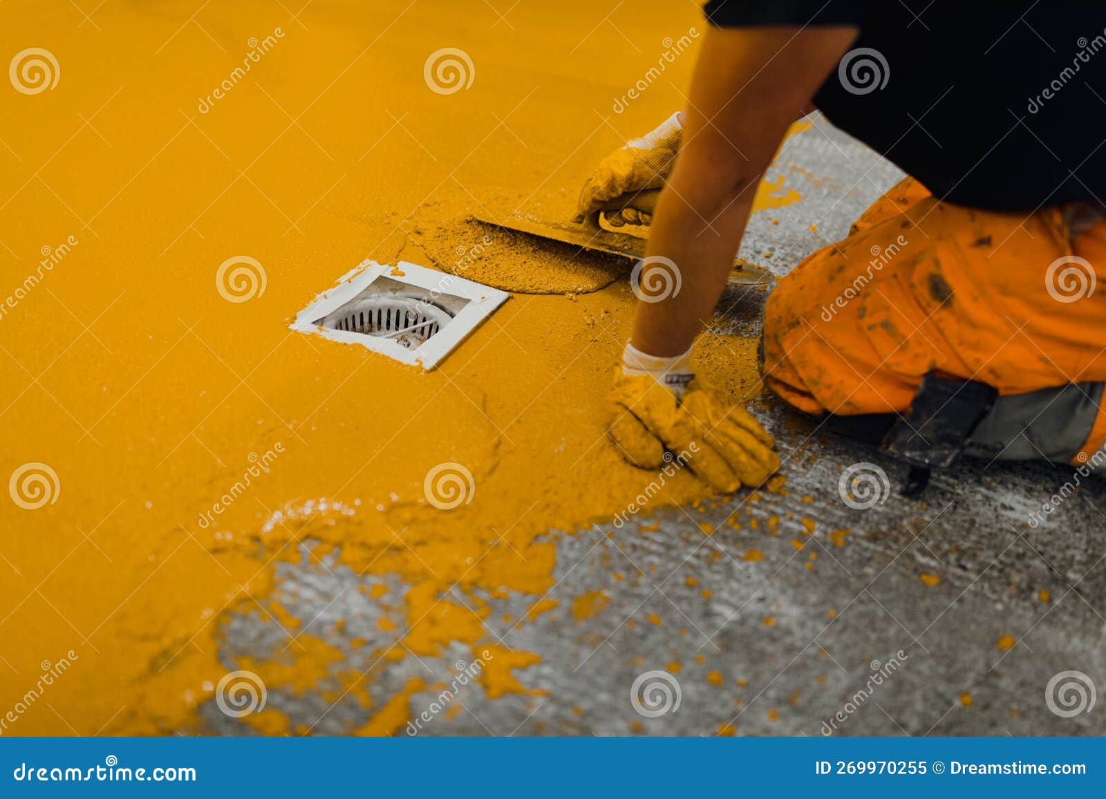 Applicator Performs Painting Works with Polyurethane Epoxy Mortar Stock ...