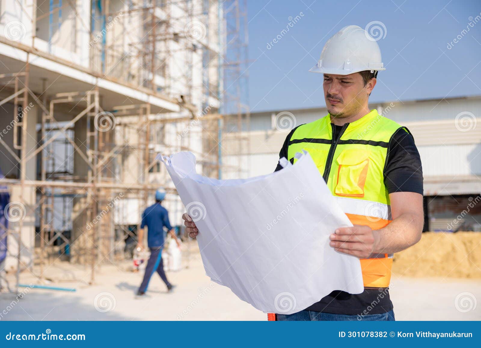Professional Construction Worker Engineer Male. Real Estate House ...