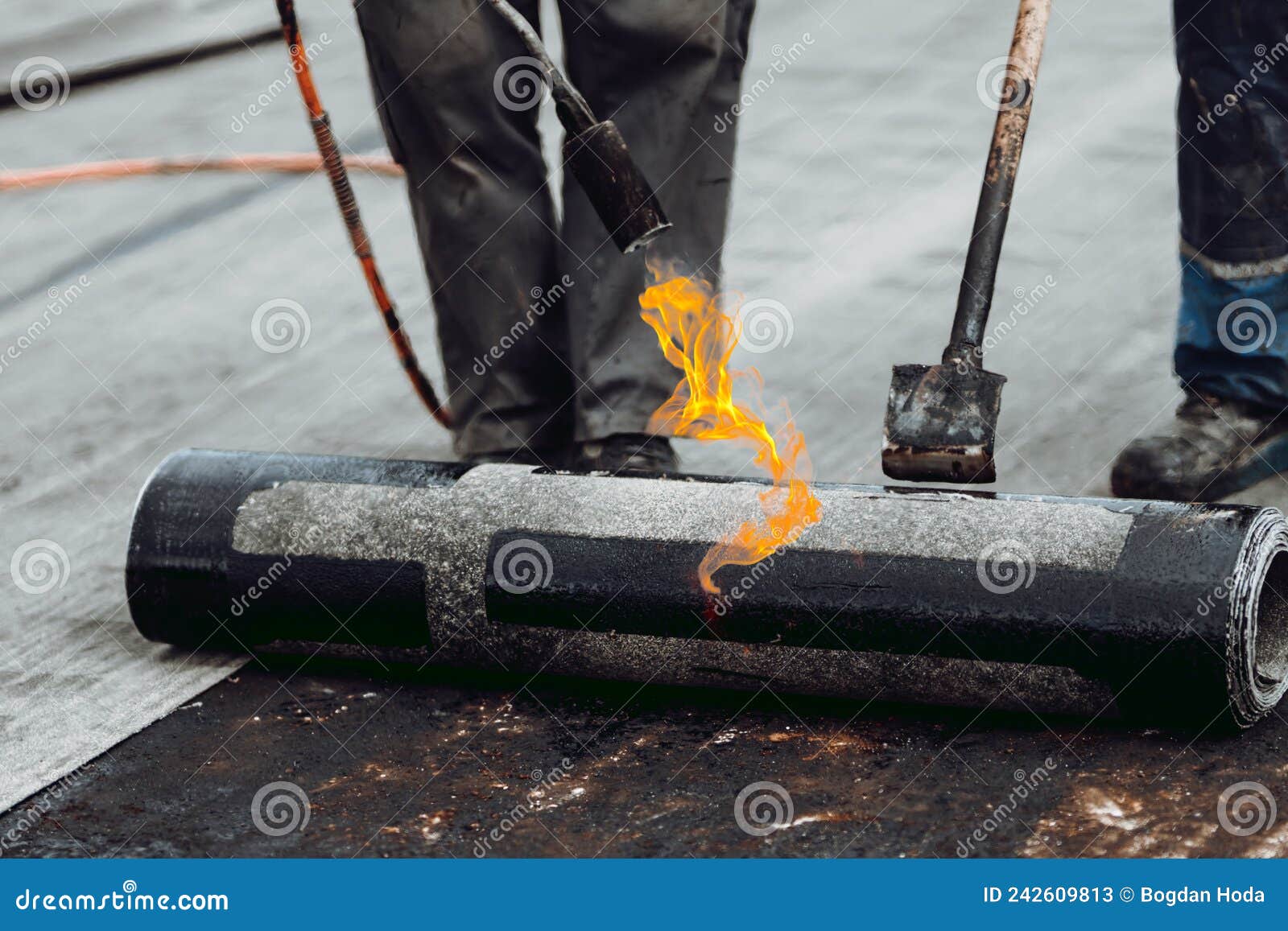Professional Construction Worker Installing and Waterproofing House ...