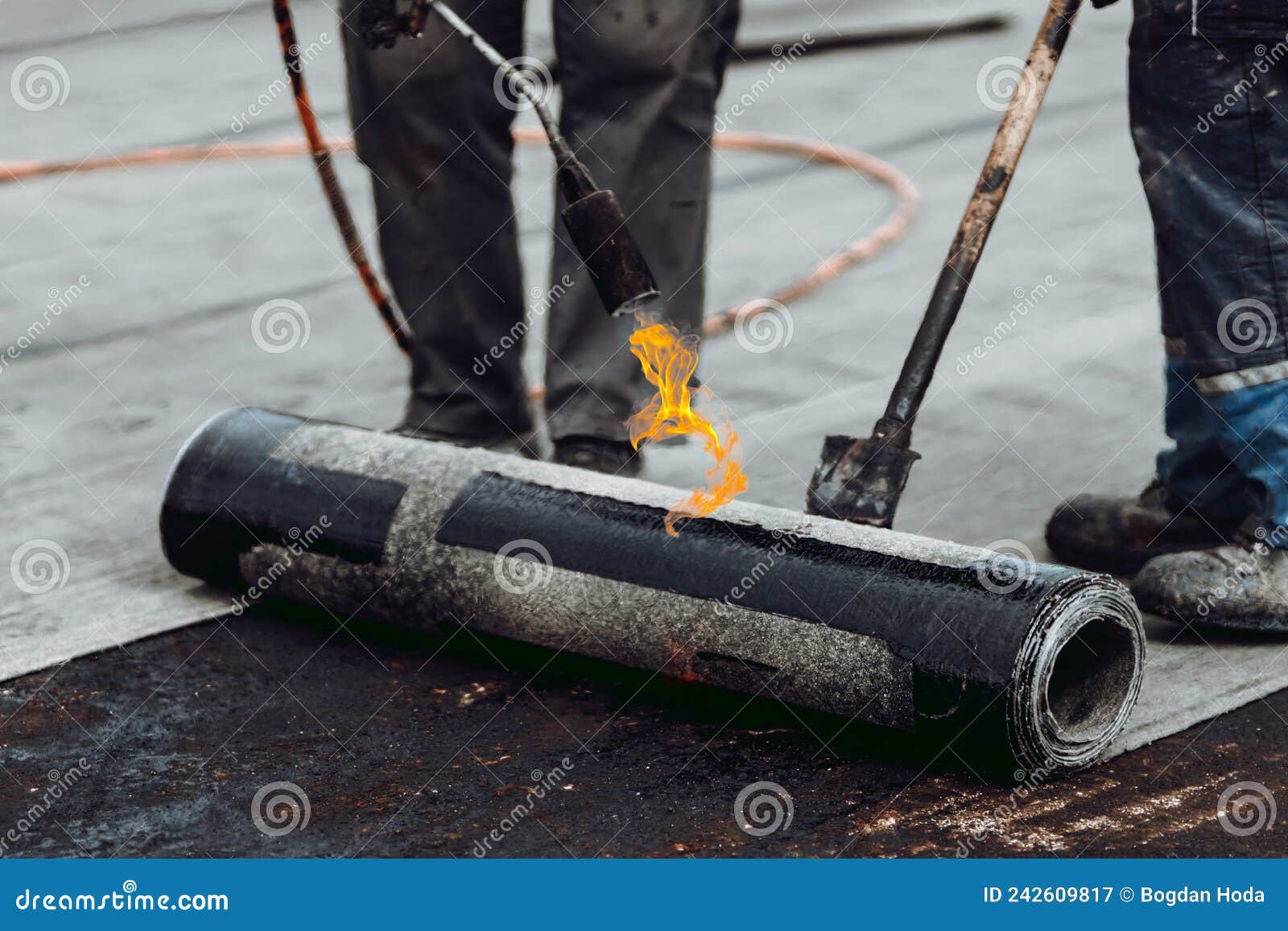 Professional Construction Worker Installing and Waterproofing House ...