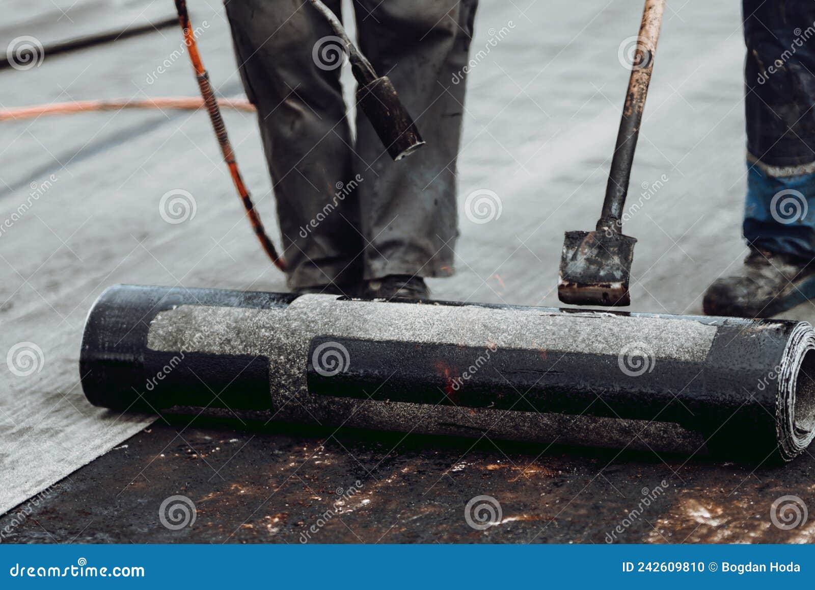 Professional Construction Worker Installing and Waterproofing House ...