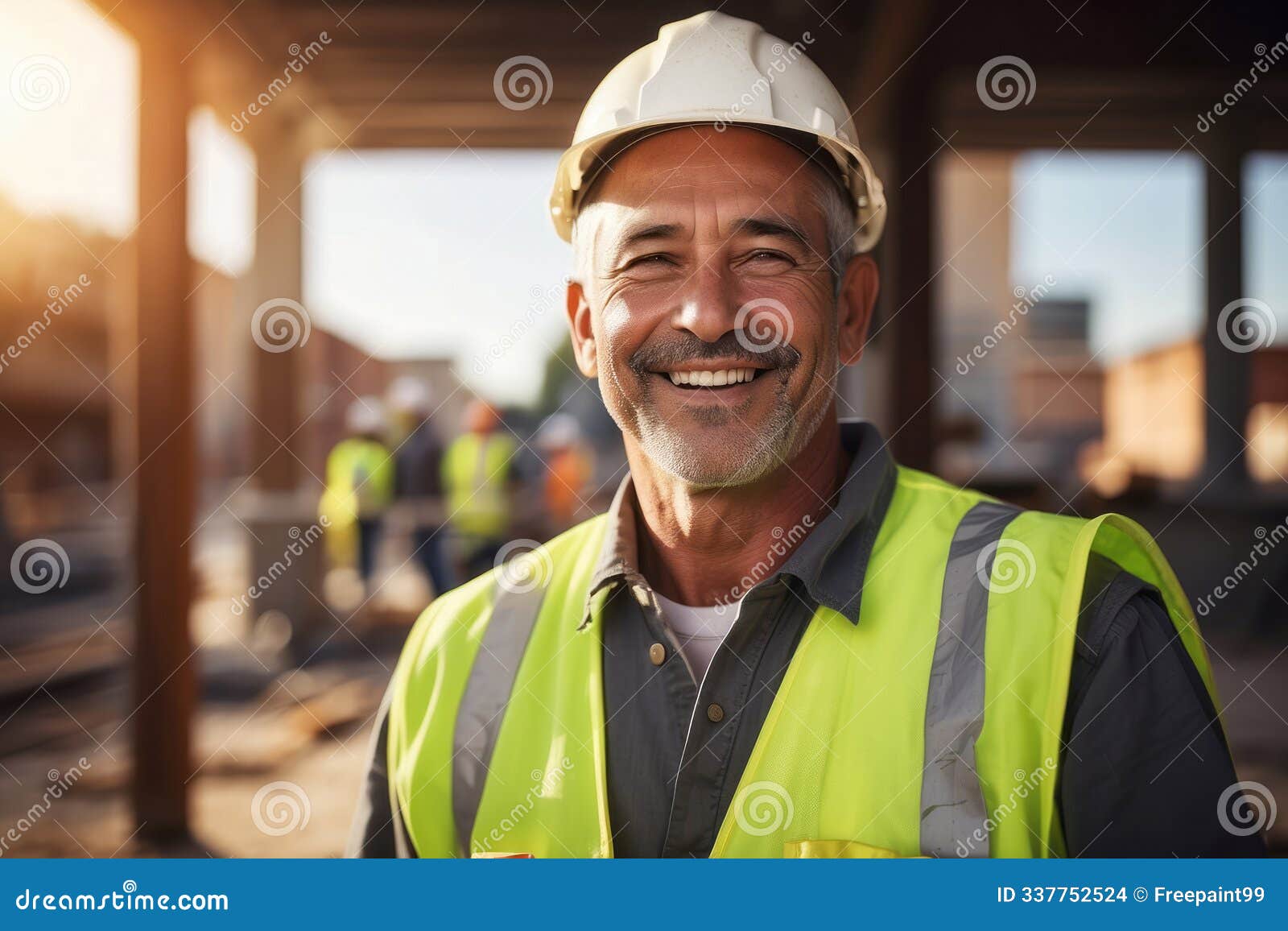 Professional Construction Worker Wearing Hat and Safety Suit at ...