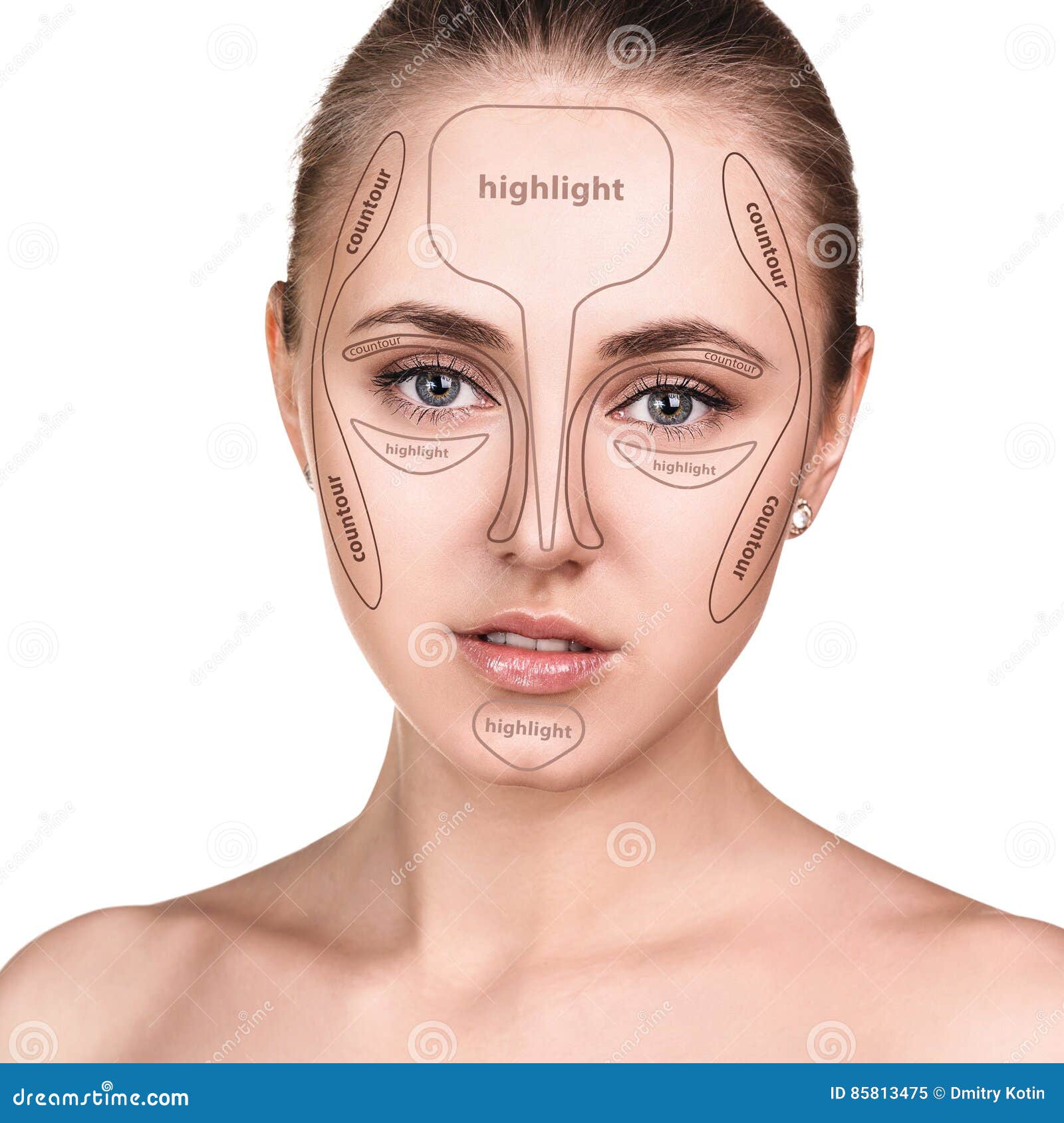 Professional Contouring Face Make-up. Stock Image - Image of facial ...