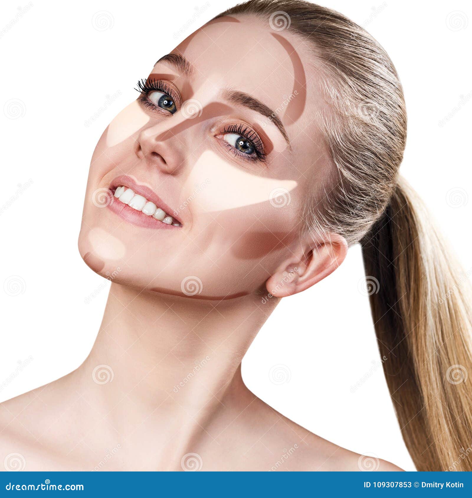Professional Contouring Face Make-up Sample. Stock Image - Image of ...
