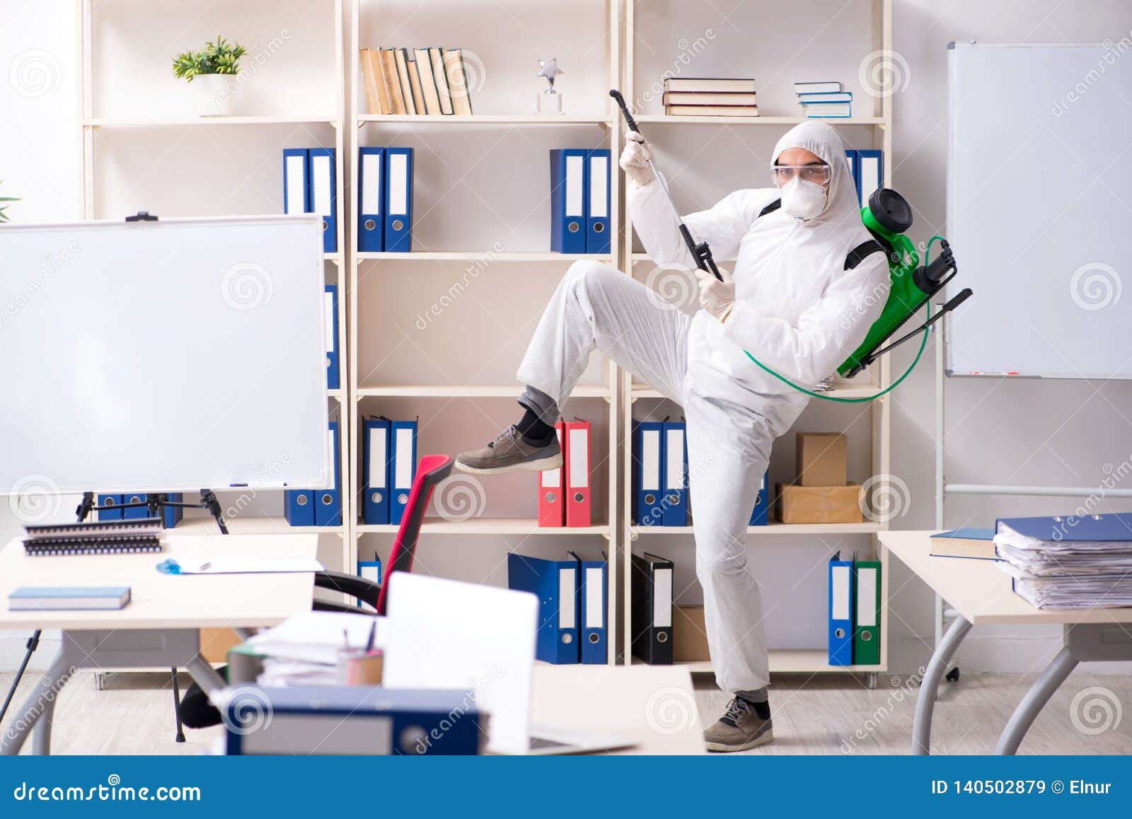 The Professional Contractor Doing Pest Control at Office Stock Image ...