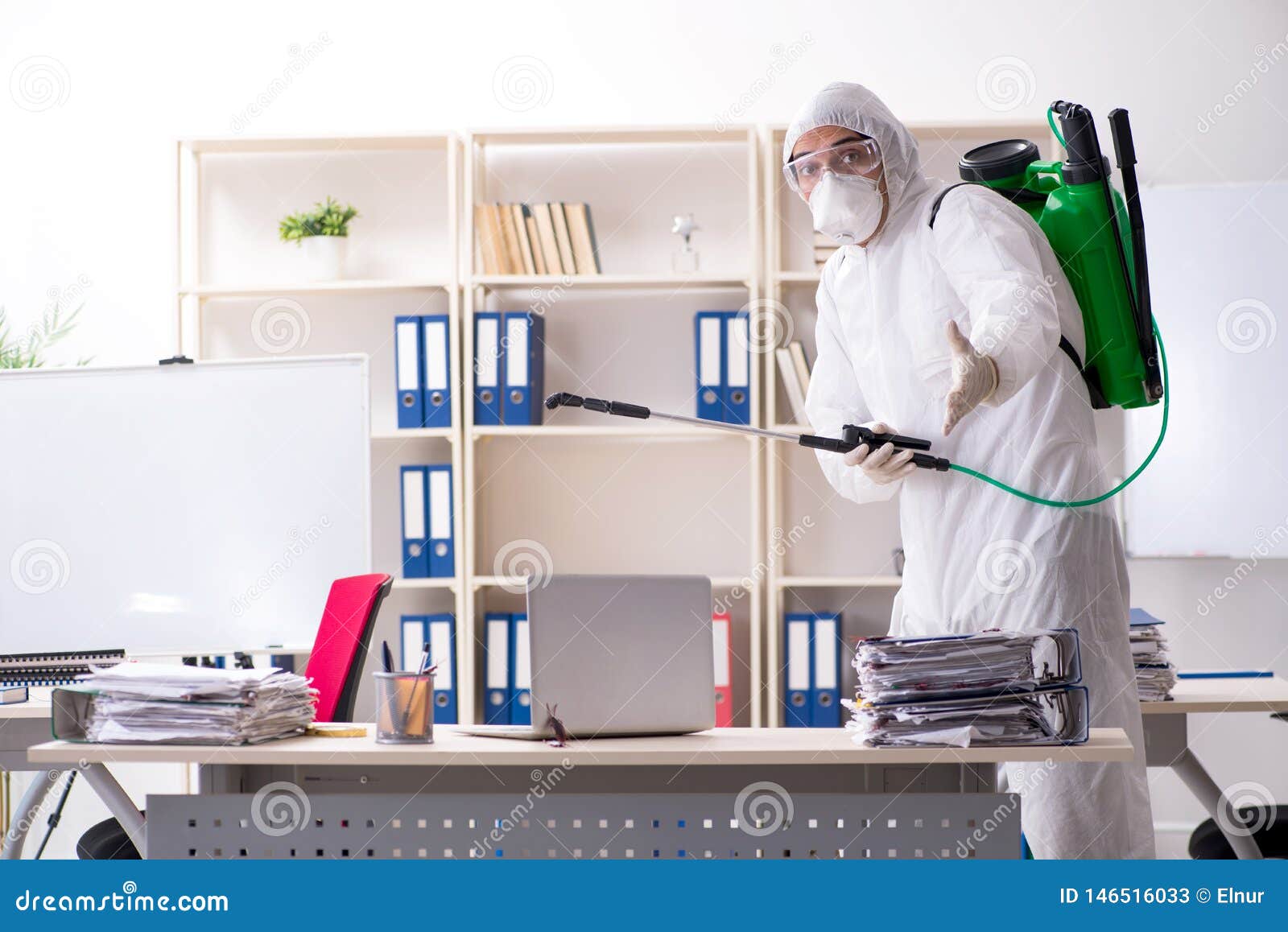 The Professional Contractor Doing Pest Control at Office Stock Image ...