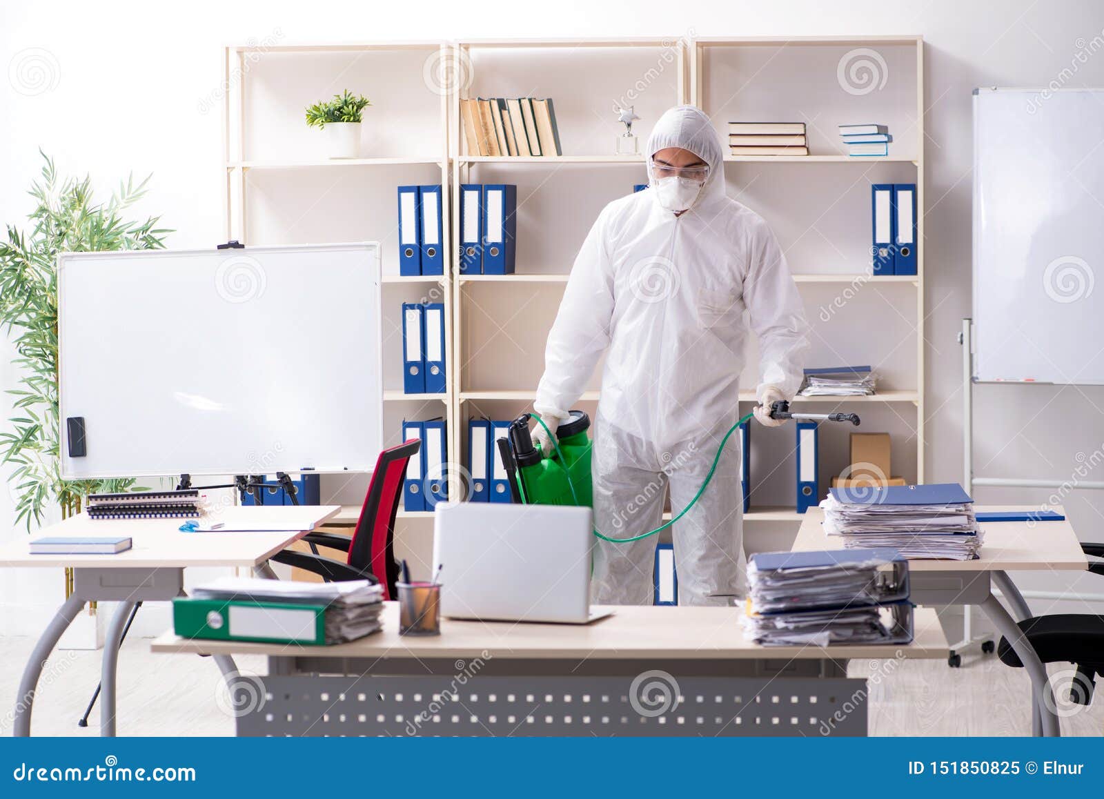 Professional Contractor Doing Pest Control at Office Stock Image ...
