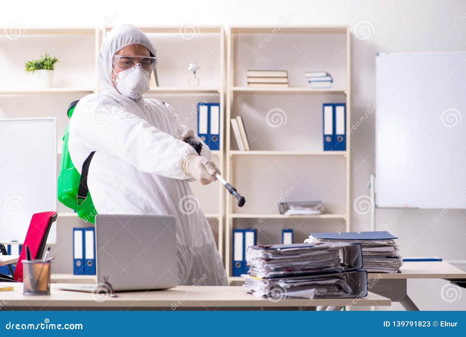 The Professional Contractor Doing Pest Control at Office Stock Image ...